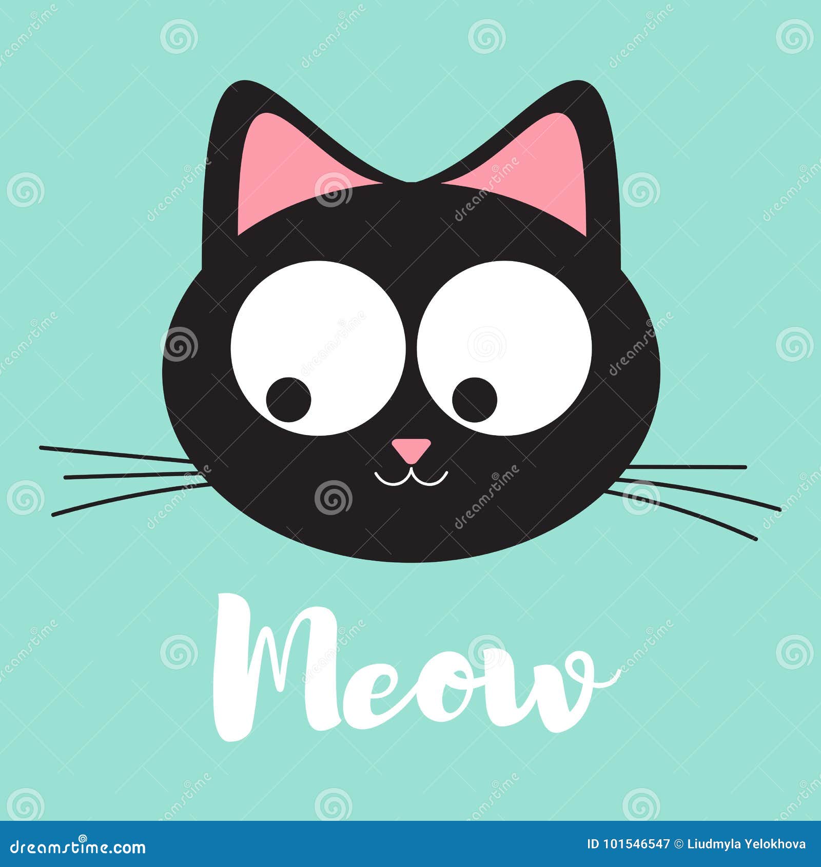 Funny cat meow stock illustration. Illustration of black - 101546547