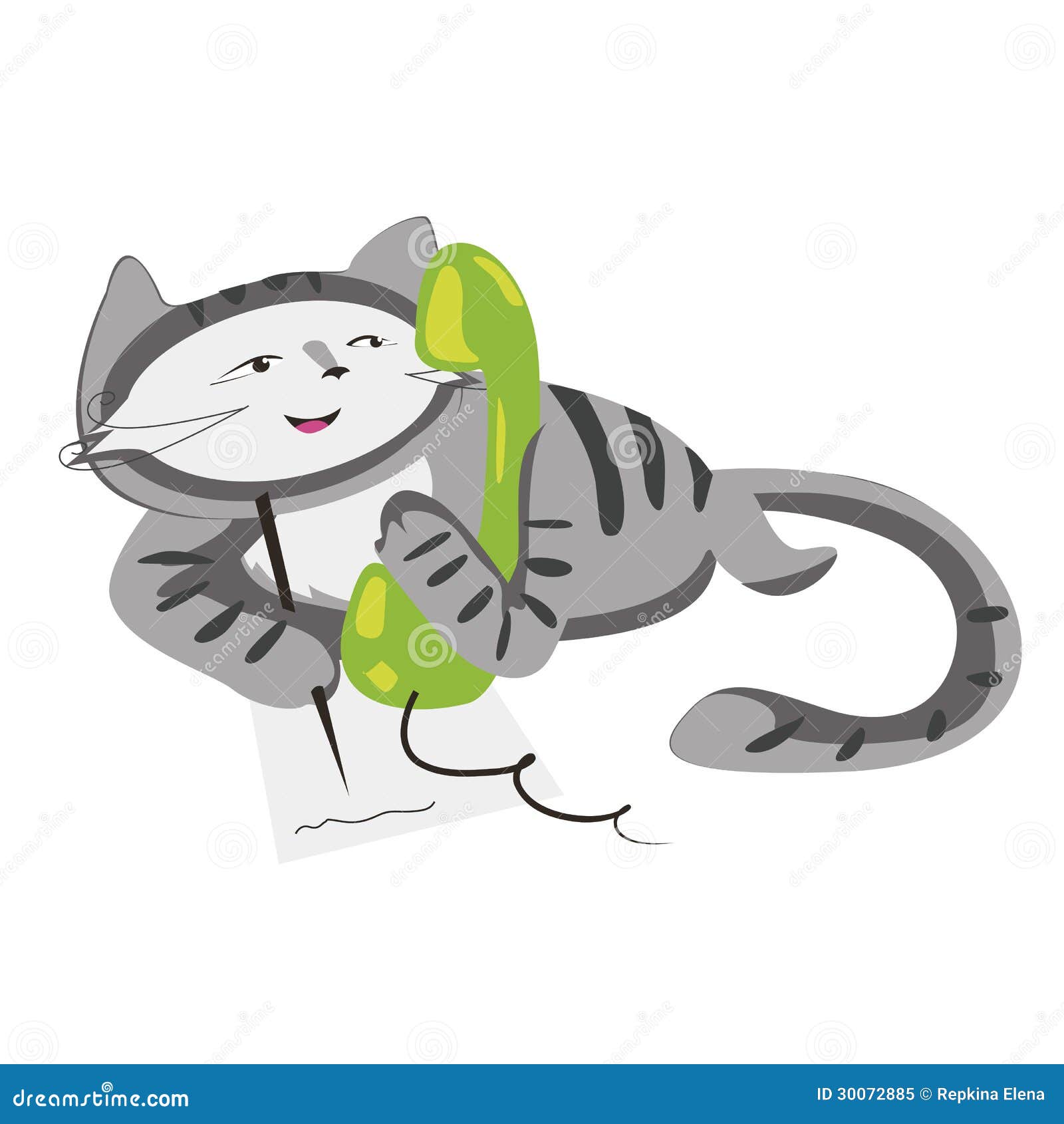 Phone cat stock vector. Illustration of smiling, answering - 30072885
