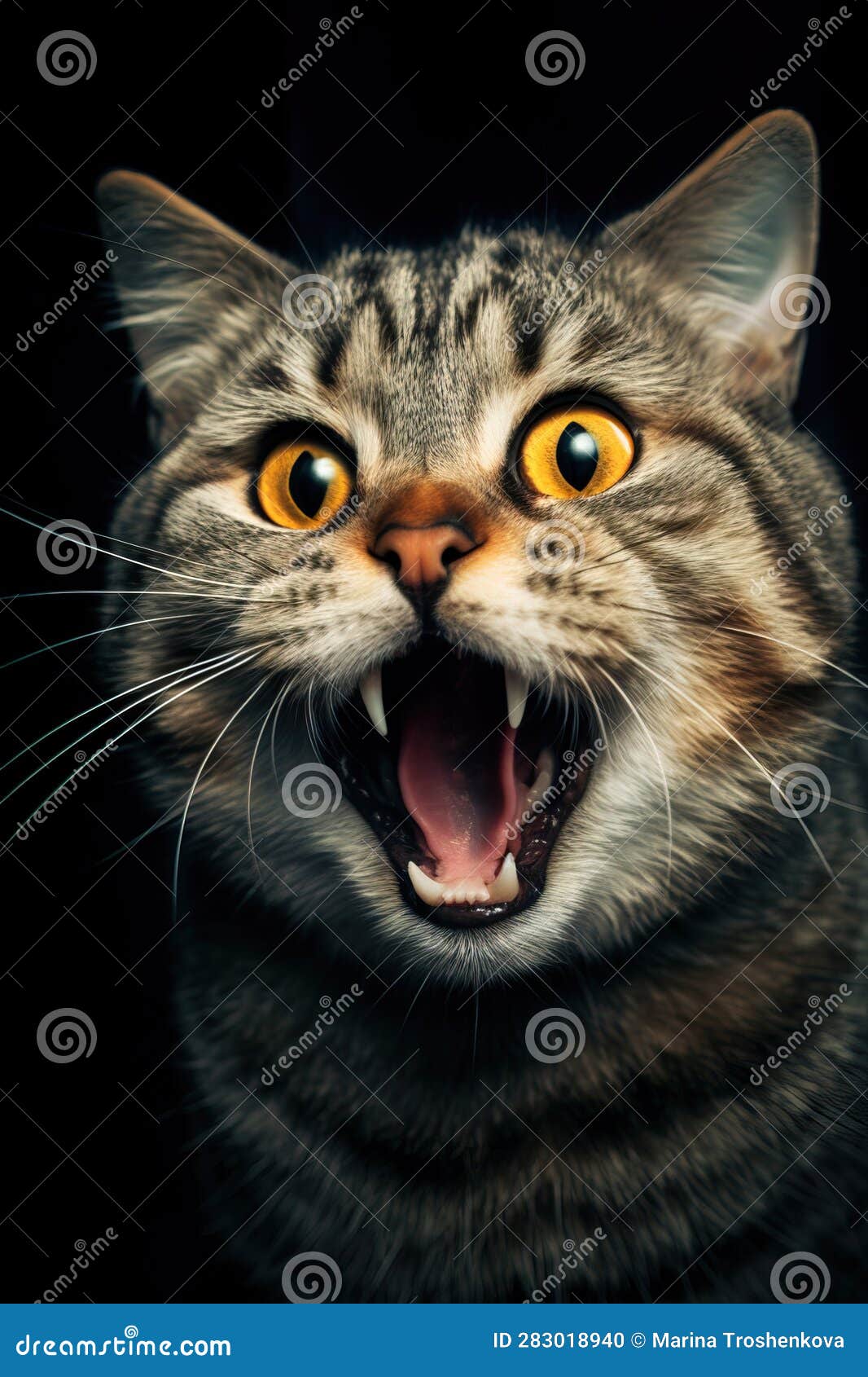 Funny Cat Portrait Looking Shocked or Surprised. Stock Illustration ...