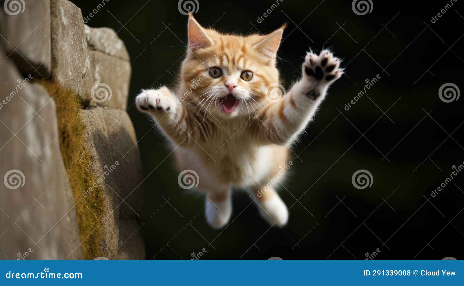 Funny Cat S Missed Daring Leap Stock Illustration - Illustration of ...