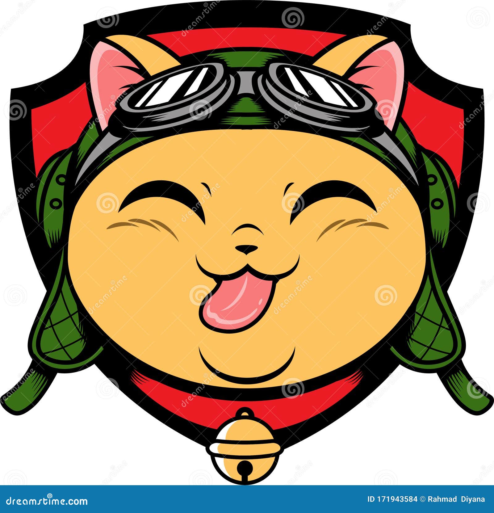 Funny Cat Shield Illustration Vector Logo Stock Vector - Illustration ...
