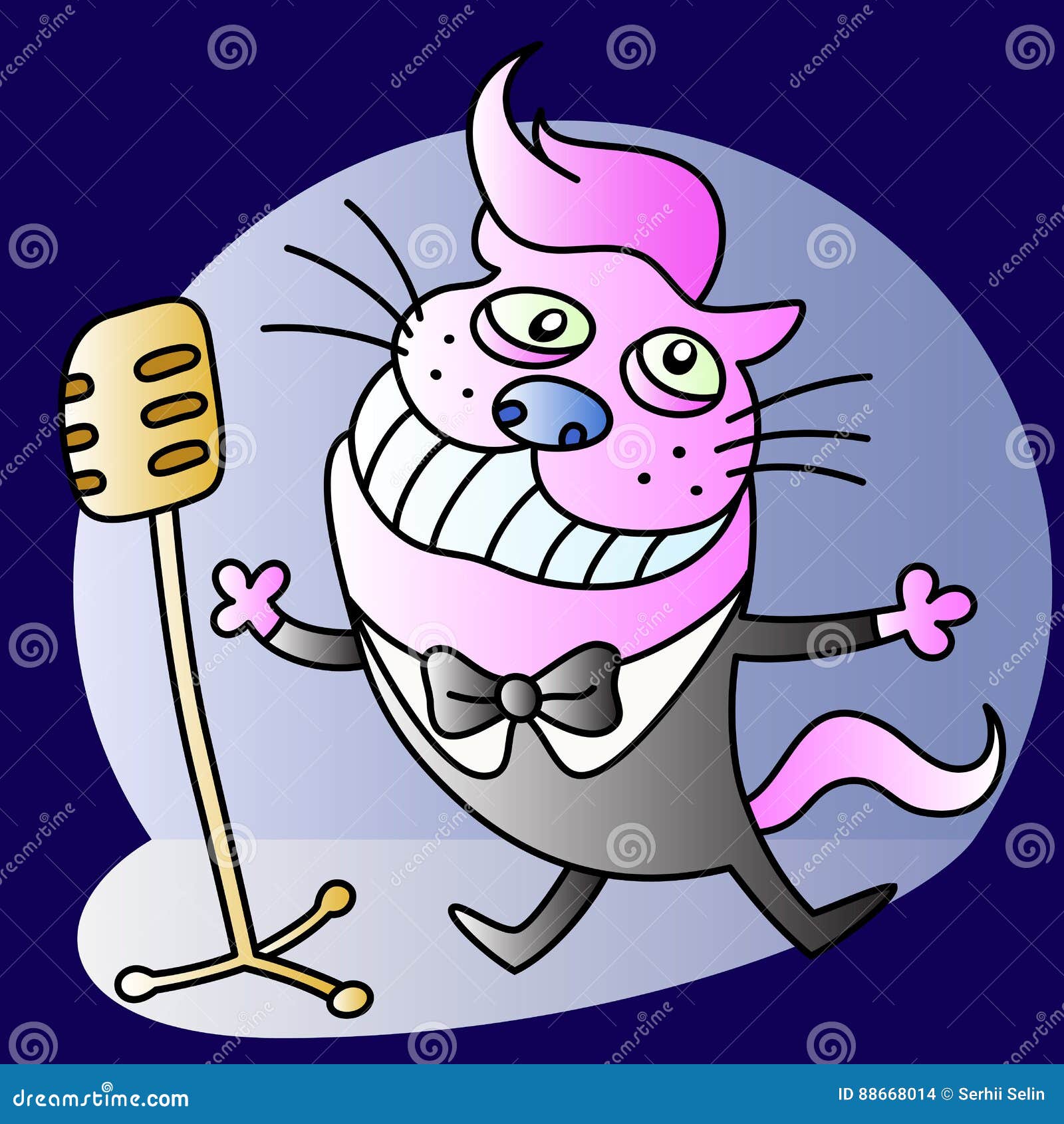 Funny Cat Singing A Song. Vector Illustration | CartoonDealer.com #88668014