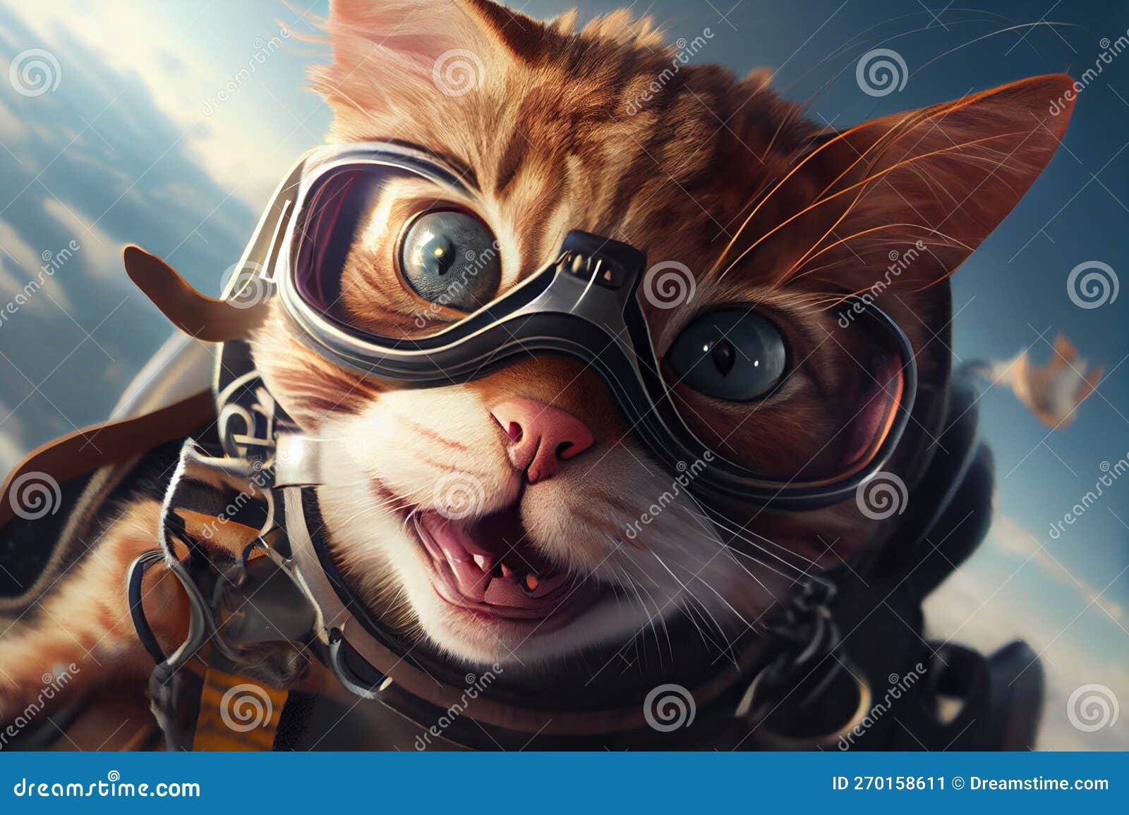 Funny Cat Skydiving. Extreme Adventure Stock Illustration ...