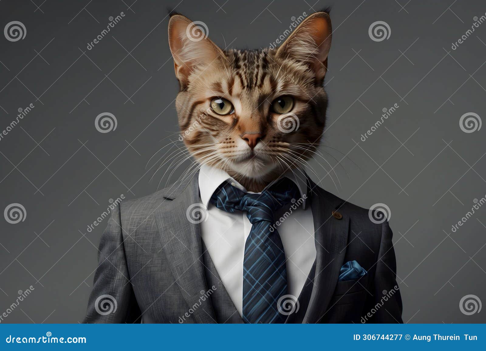 A Funny Cat Wearing a Suit with Isolated Background Stock Illustration ...