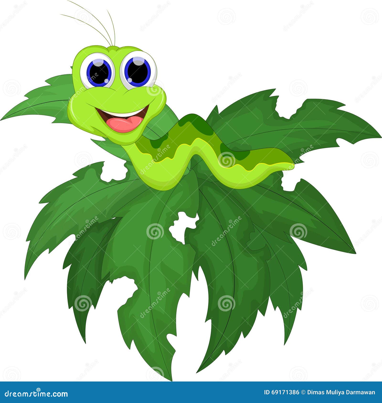 Caterpillar On A Tree Cartoon Vector | CartoonDealer.com #143256549