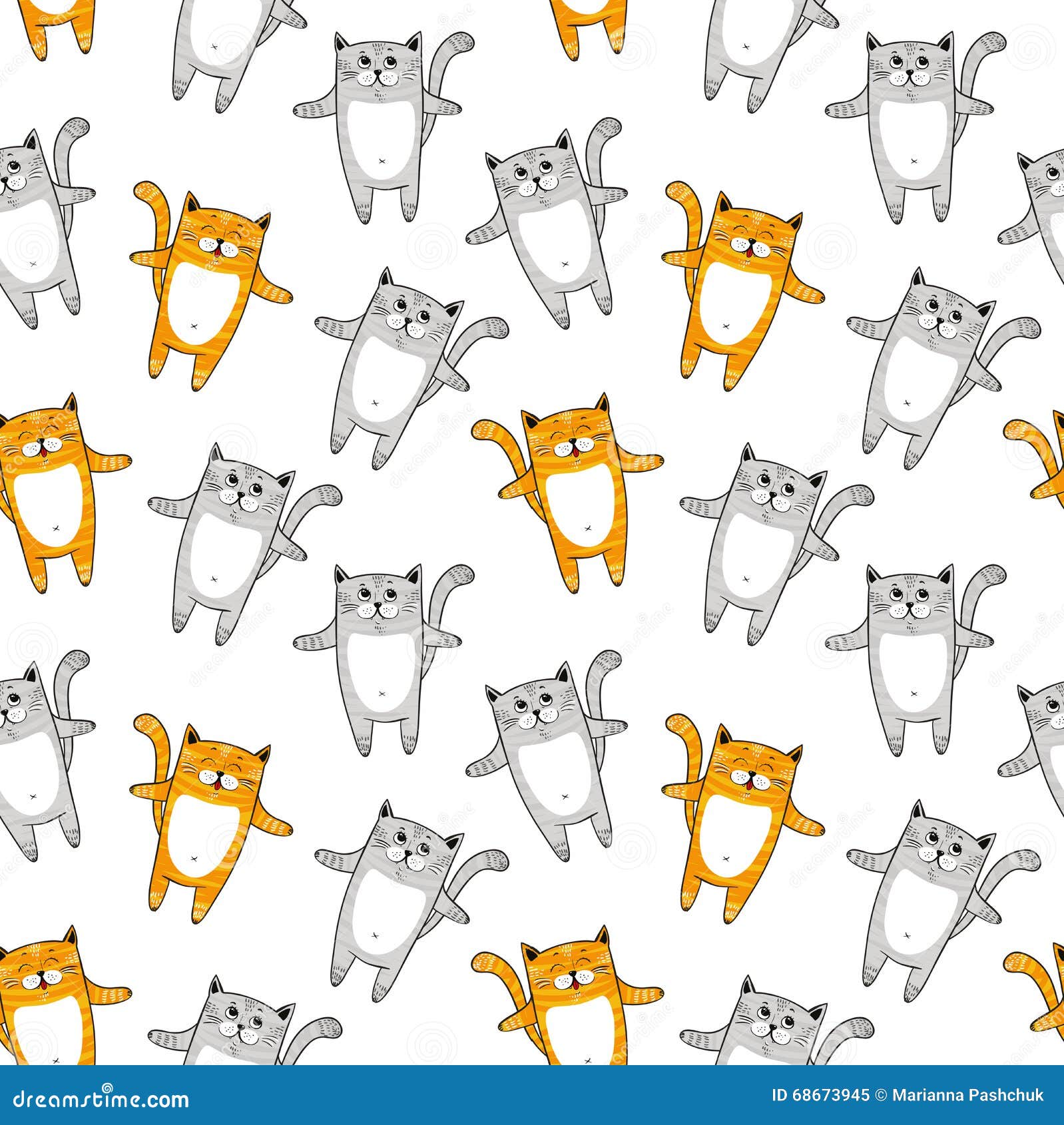 Funny cats stock vector. Illustration of decorative, pattern - 68673945