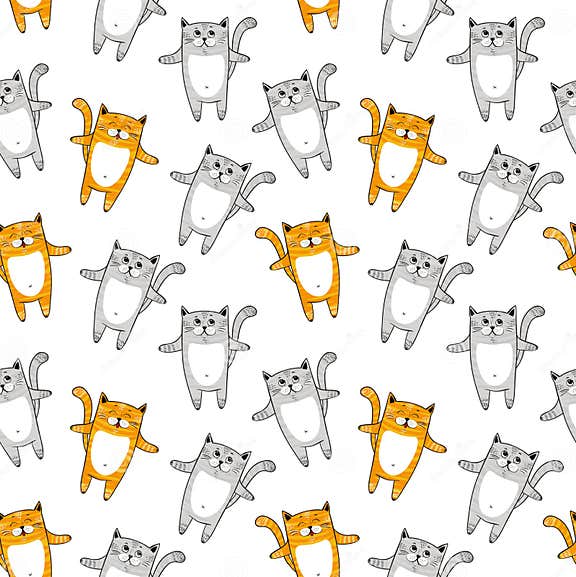 Funny cats stock vector. Illustration of decorative, pattern - 68673945