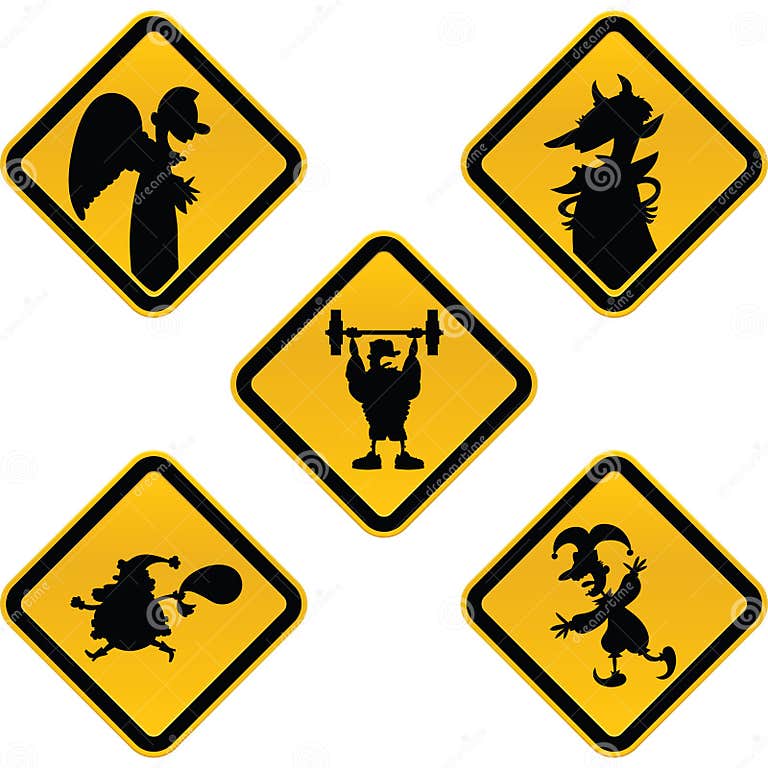 Funny Caution Signs stock illustration. Illustration of warning - 41193668