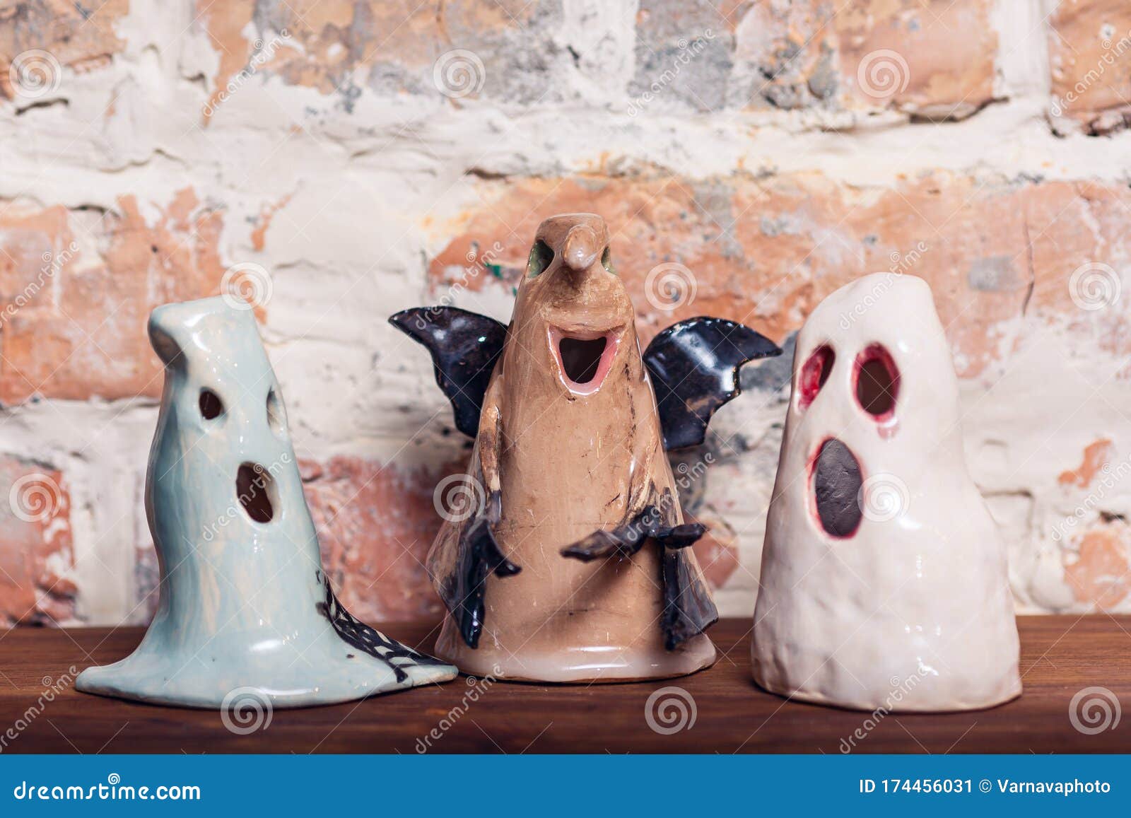 Funny Ceramic Ghost Figurines, Halloween Decoration Stock Image - Image ...
