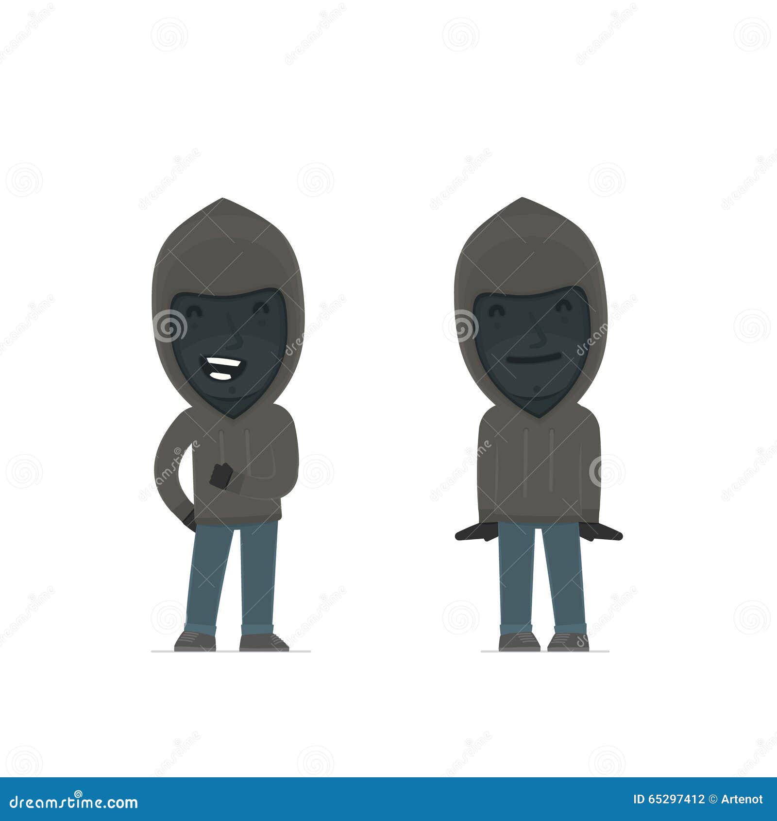 Funny Character Anonymous Hackers in Confident and Shy Poses Stock ...