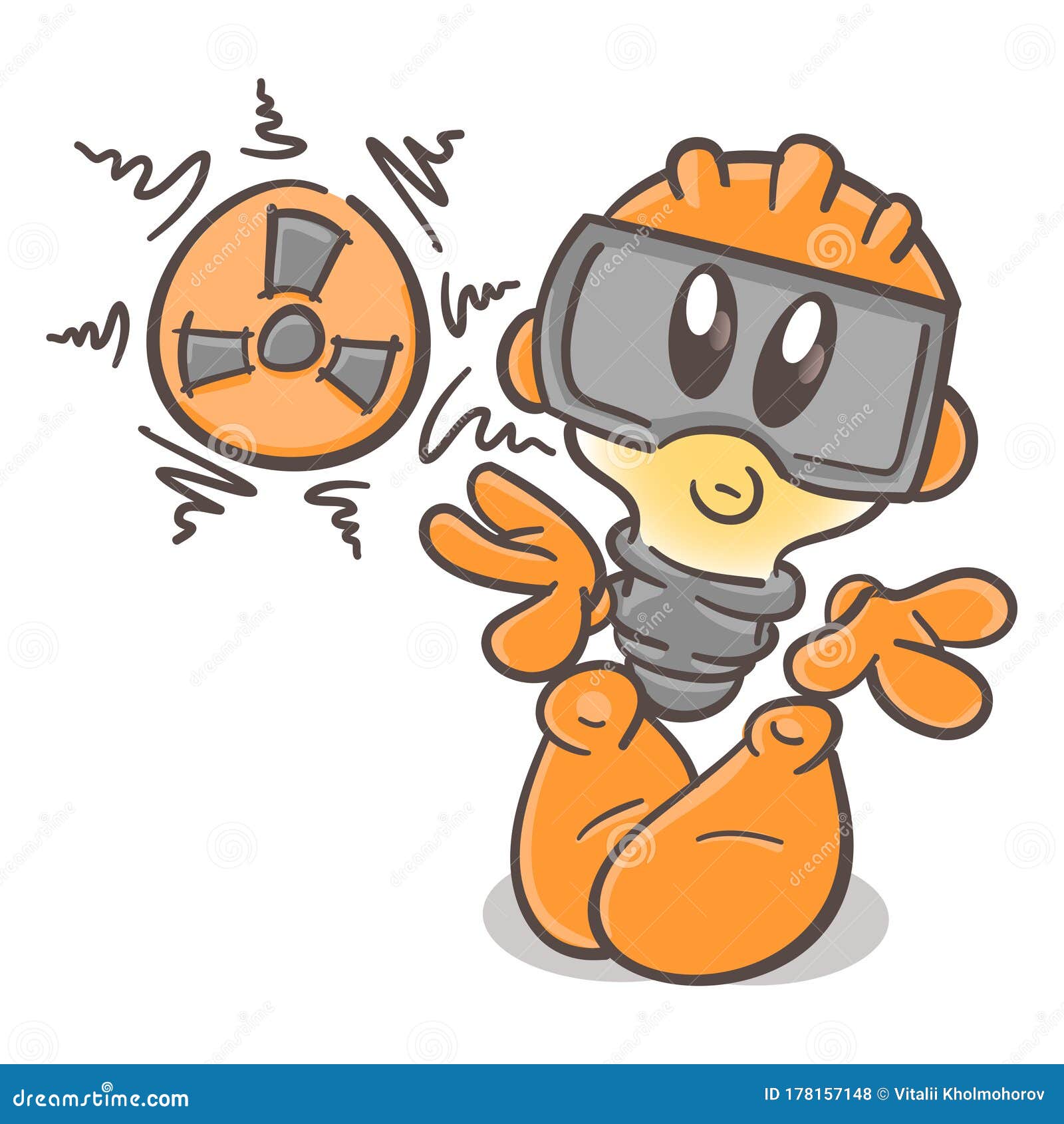 Funny Character Cartoon Lightbulb. Nuclear Power Stock Vector ...
