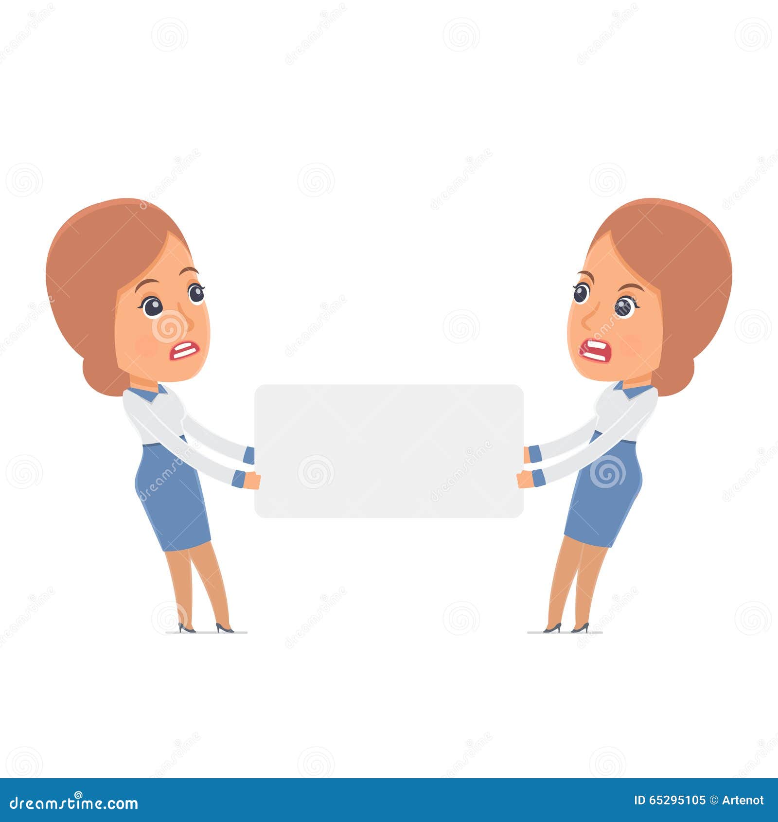 Funny Character Consultant Girl Holds and Interacts with Blank Forms ...