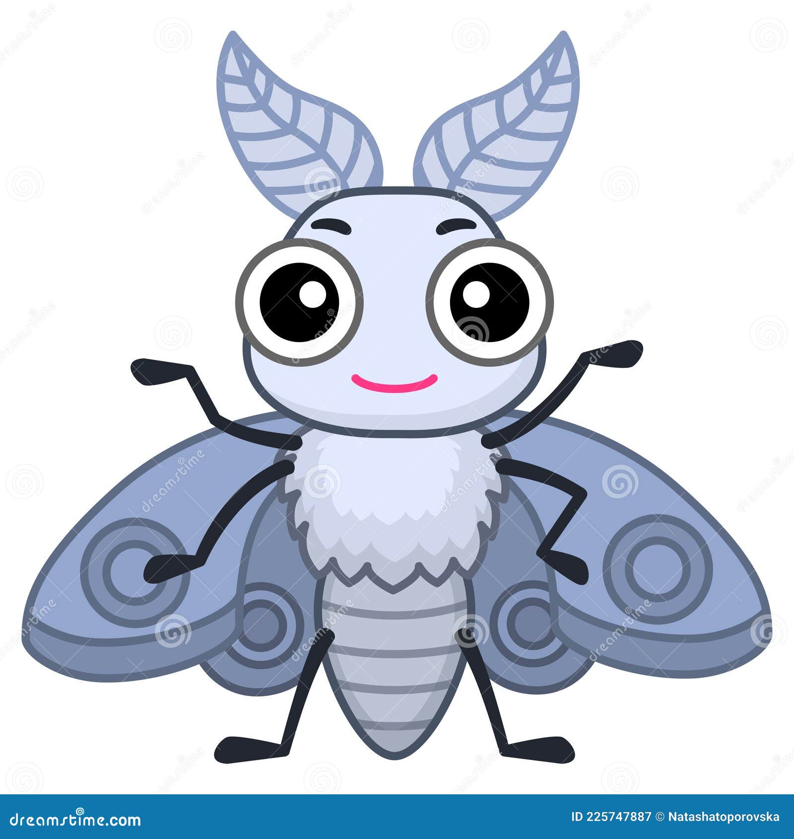 Funny Character Moth in a Cartoon Style Stock Vector - Illustration of ...