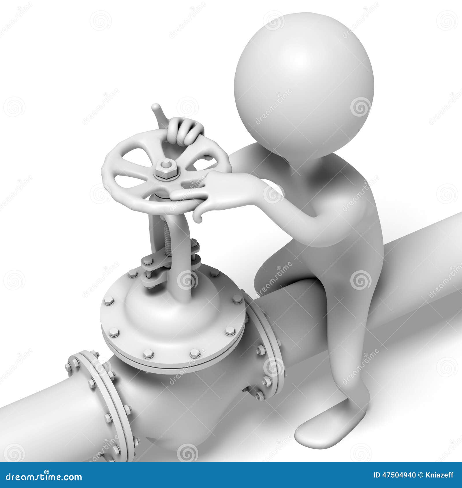 Funny Character Opens the Valve Stock Illustration - Illustration of ...