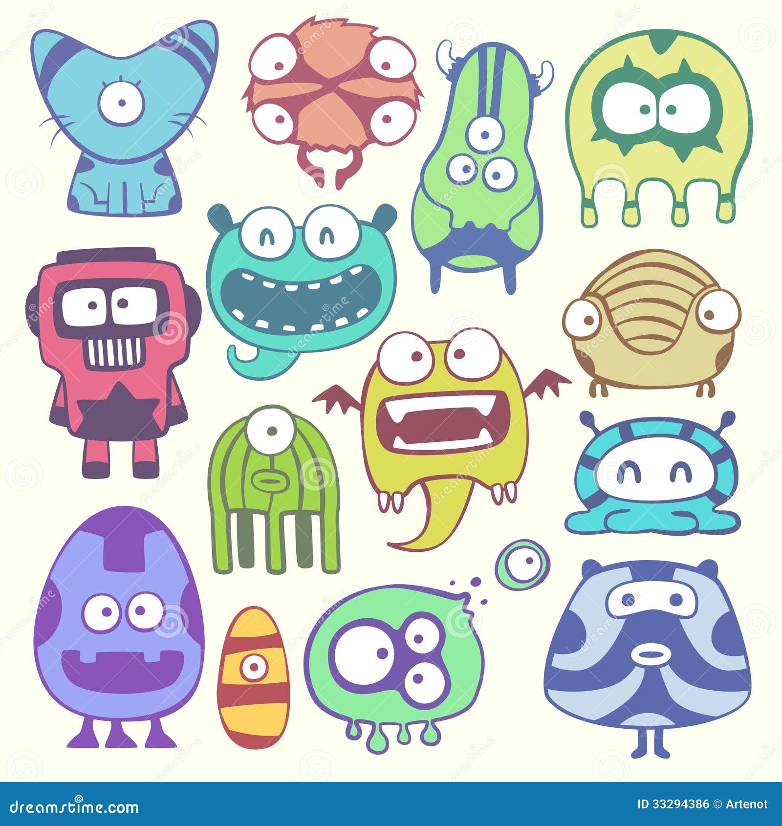 Funny characters stock illustration. Illustration of cream - 33294386