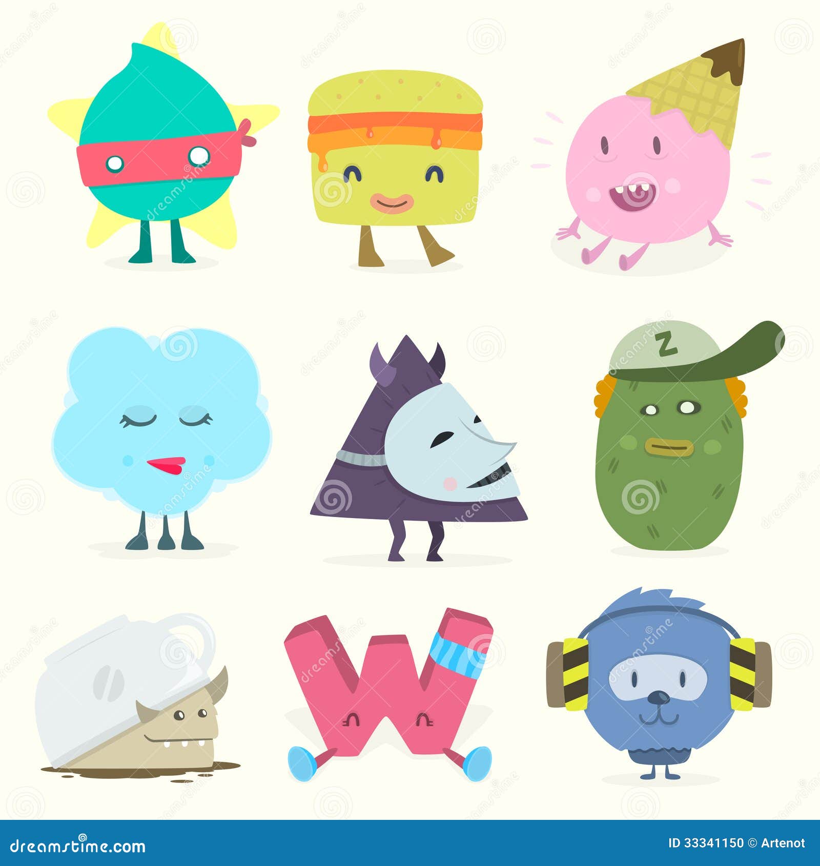 Funny characters stock vector. Illustration of coffee - 33341150