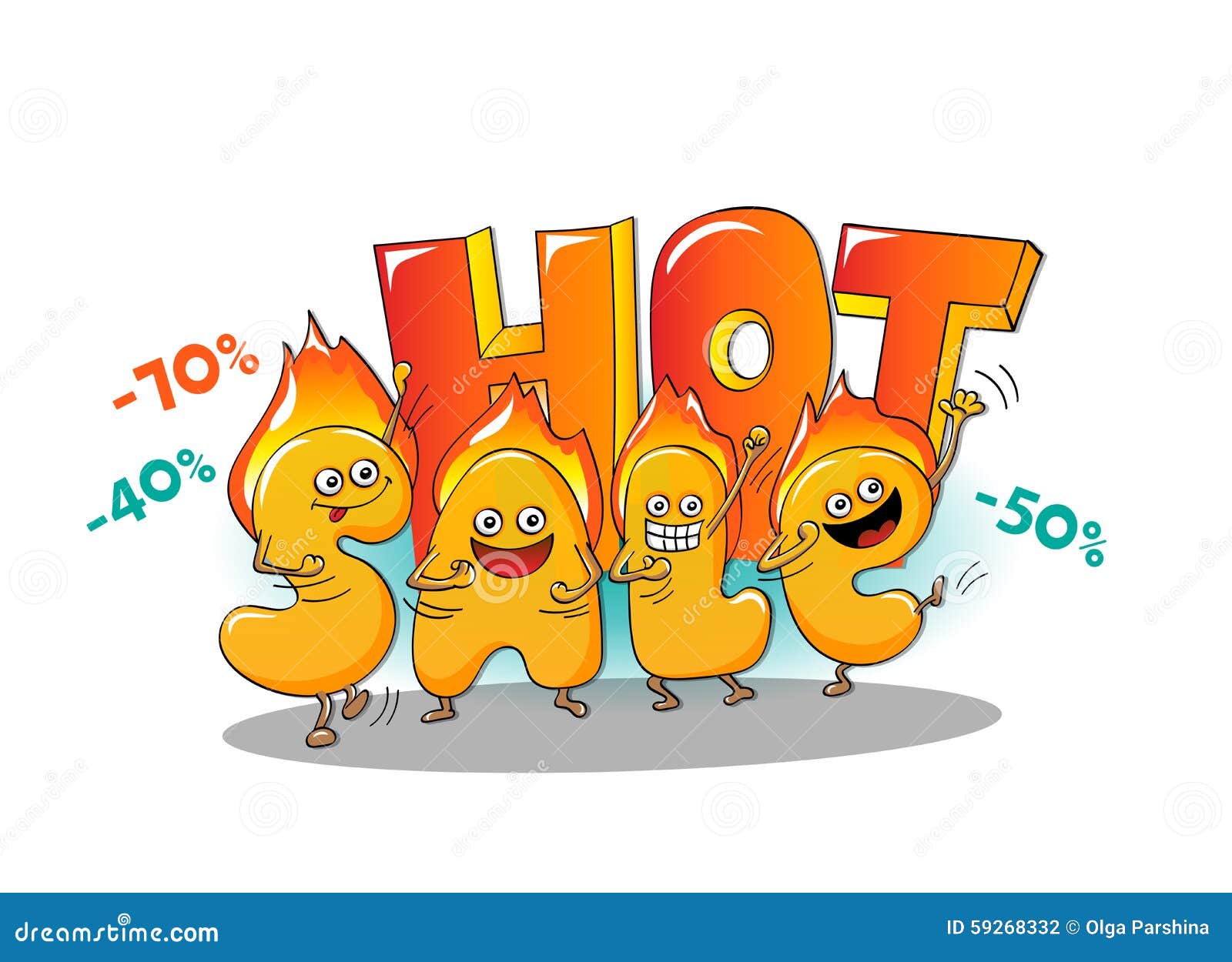 Funny Characters of Sale: Hot Letters Stock Vector - Illustration of ...