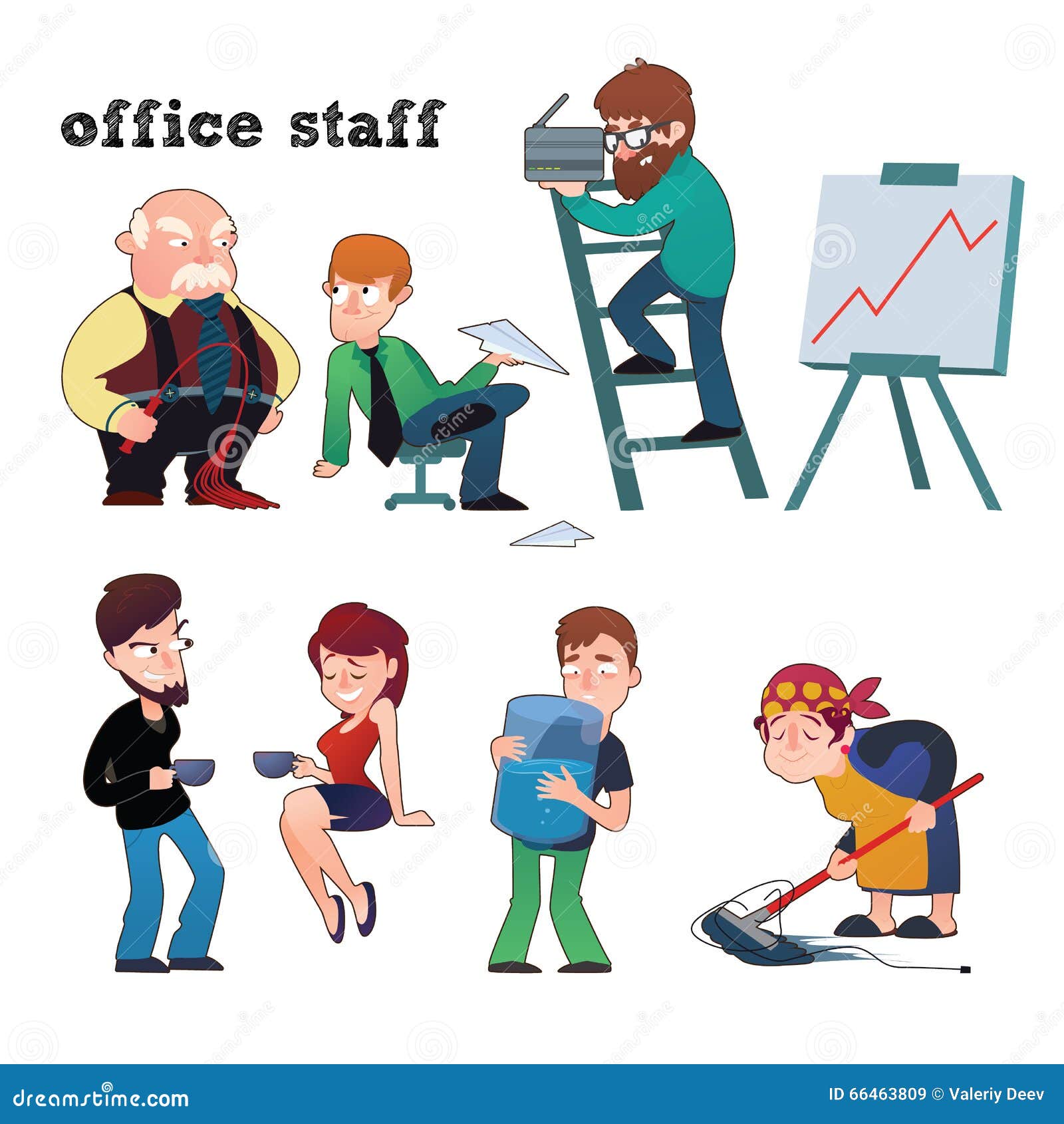 Funny Characters of Typical Office Staff Set Stock Illustration ...