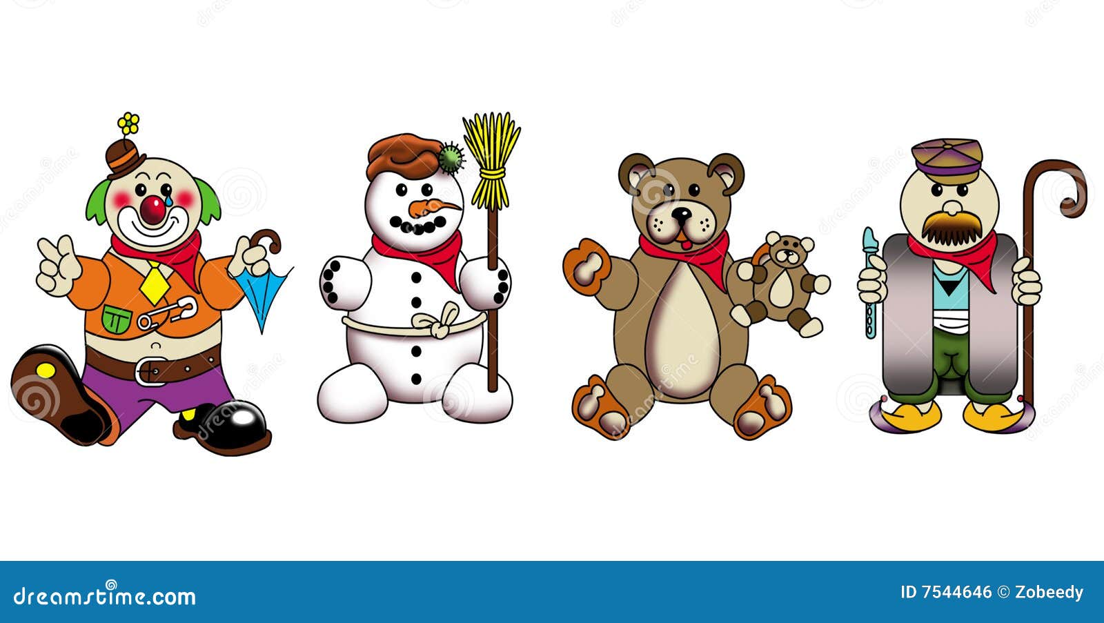 Funny Characters on White stock illustration. Illustration of bear ...