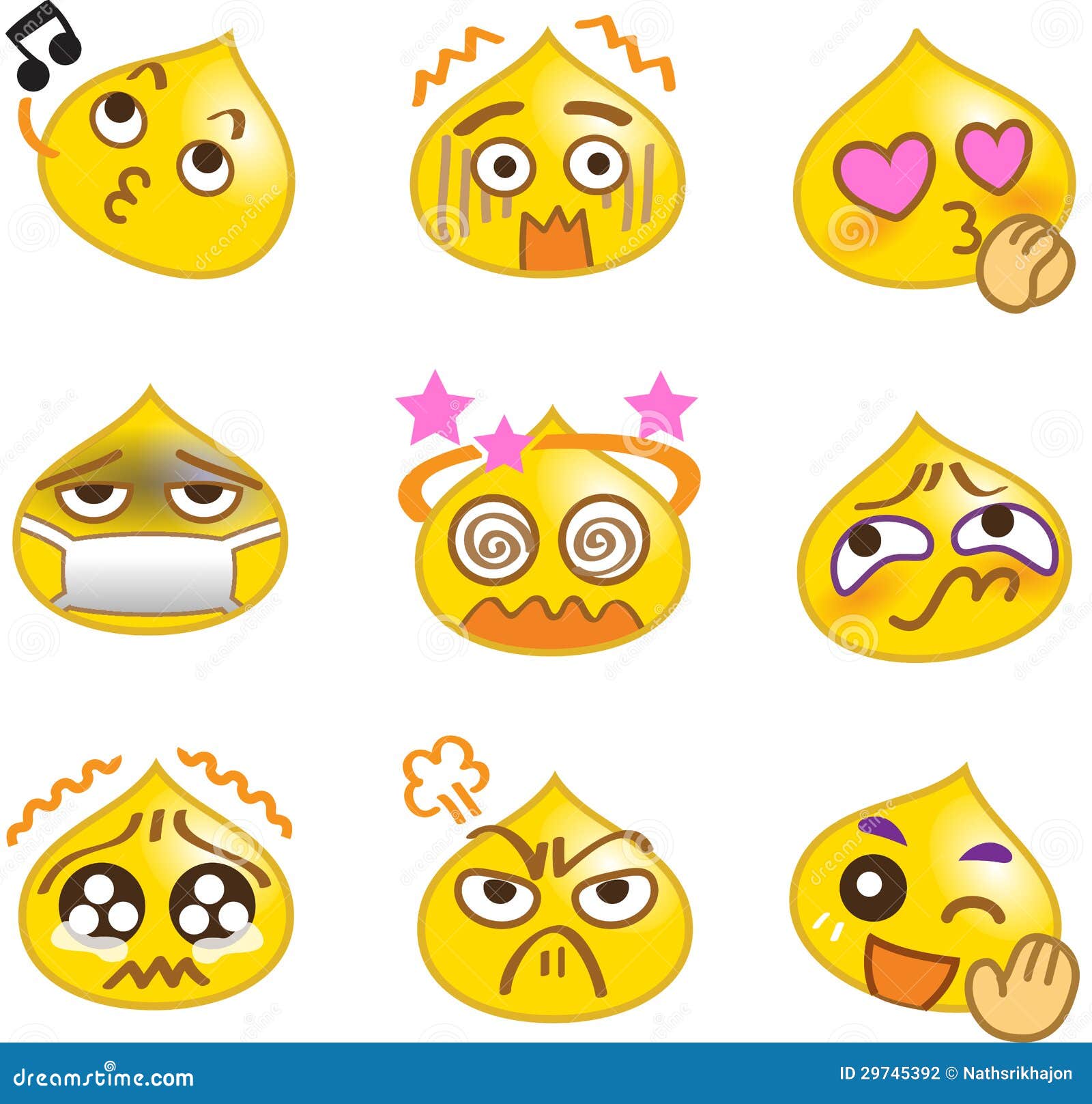 Emoticons Yellow Drop Set 1 Stock Illustration - Illustration of ...