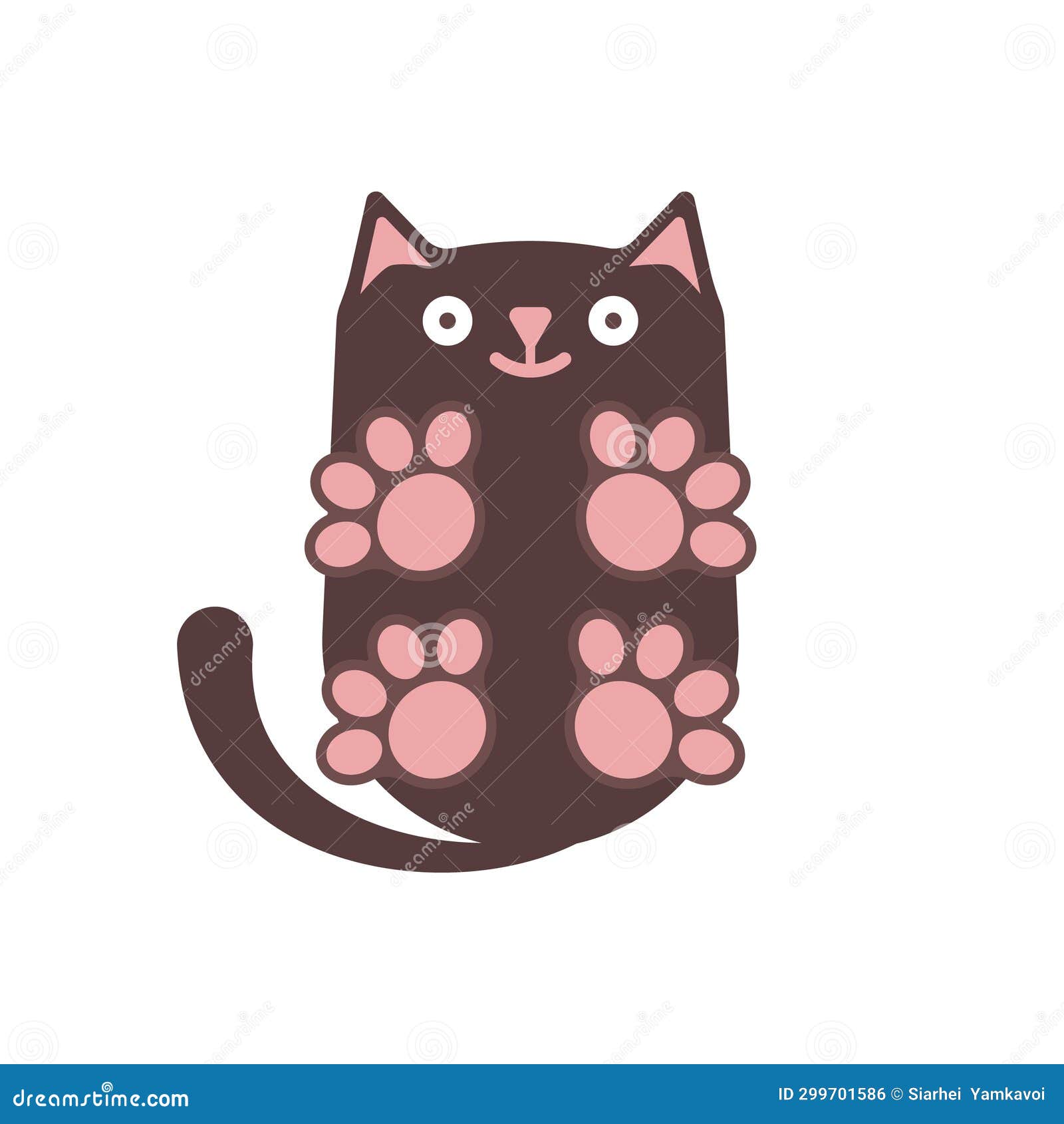 Funny Cheerful Cat View from Below. Vector Illustration. Stock Vector ...