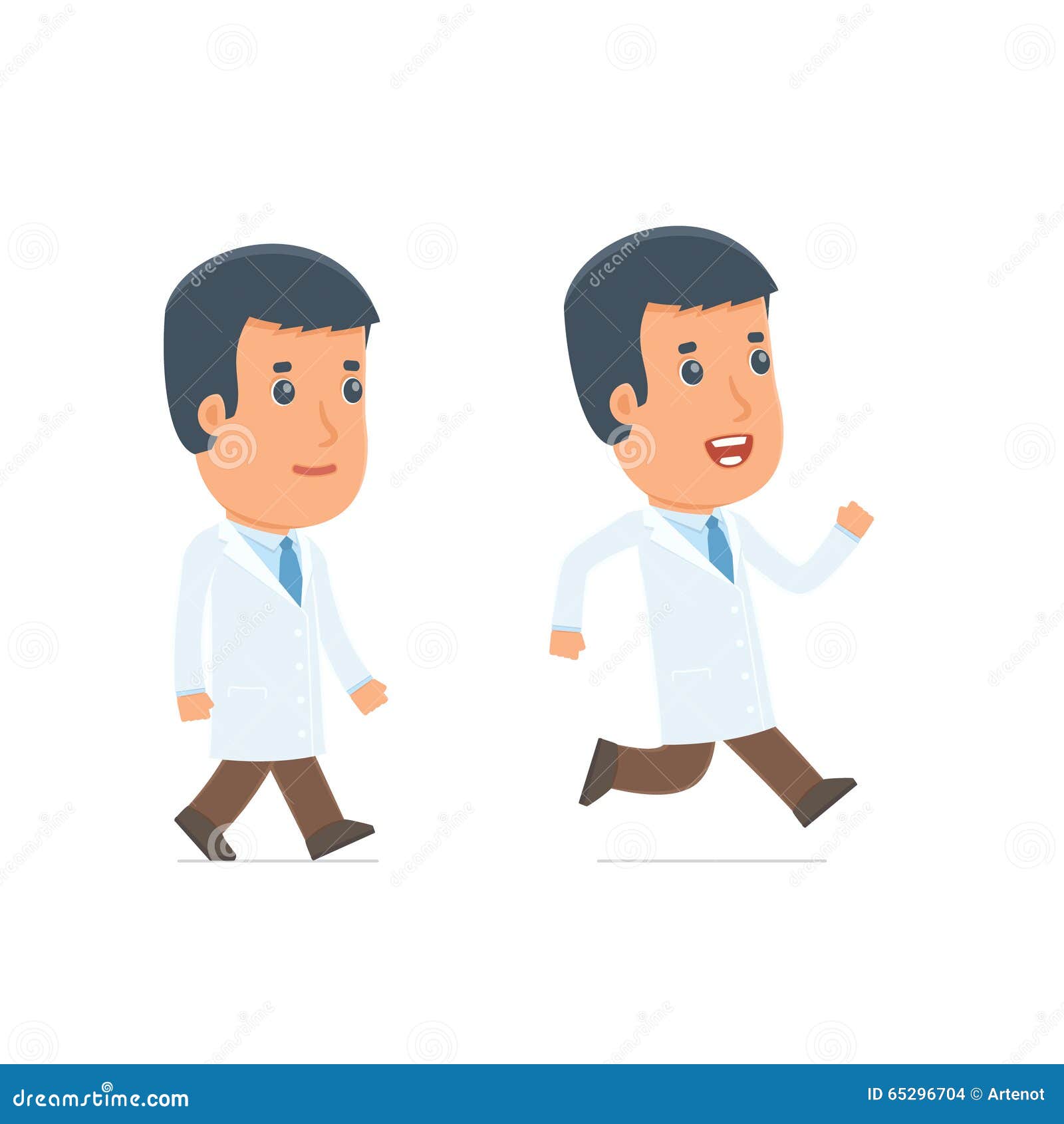Funny and Cheerful Character Doctor Goes and Runs Stock Illustration ...