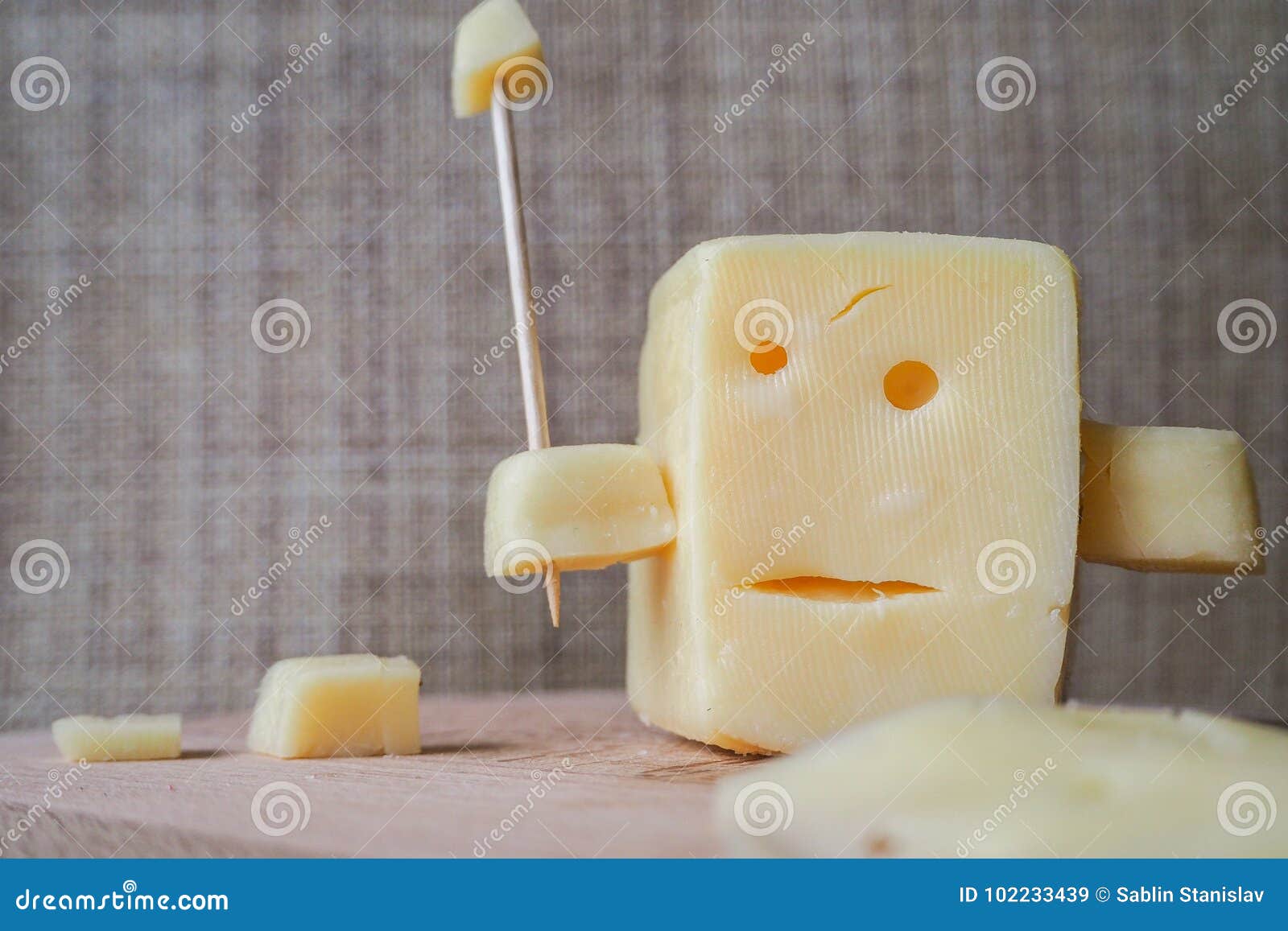 Funny Cheese. a Piece of Cheese with the Face. Stock Image - Image of ...
