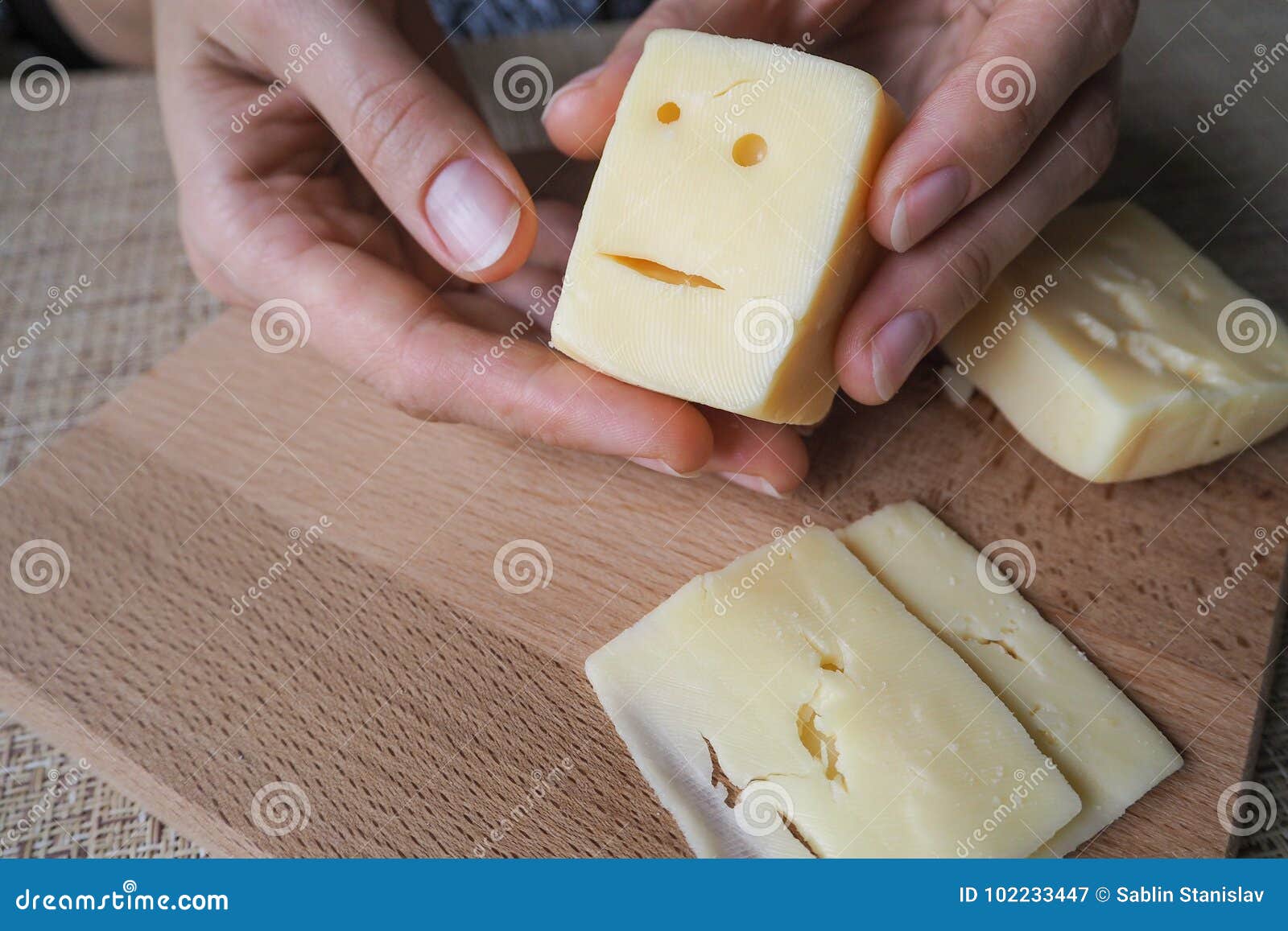 Funny Cheese. a Piece of Cheese with the Face. Stock Image - Image of ...