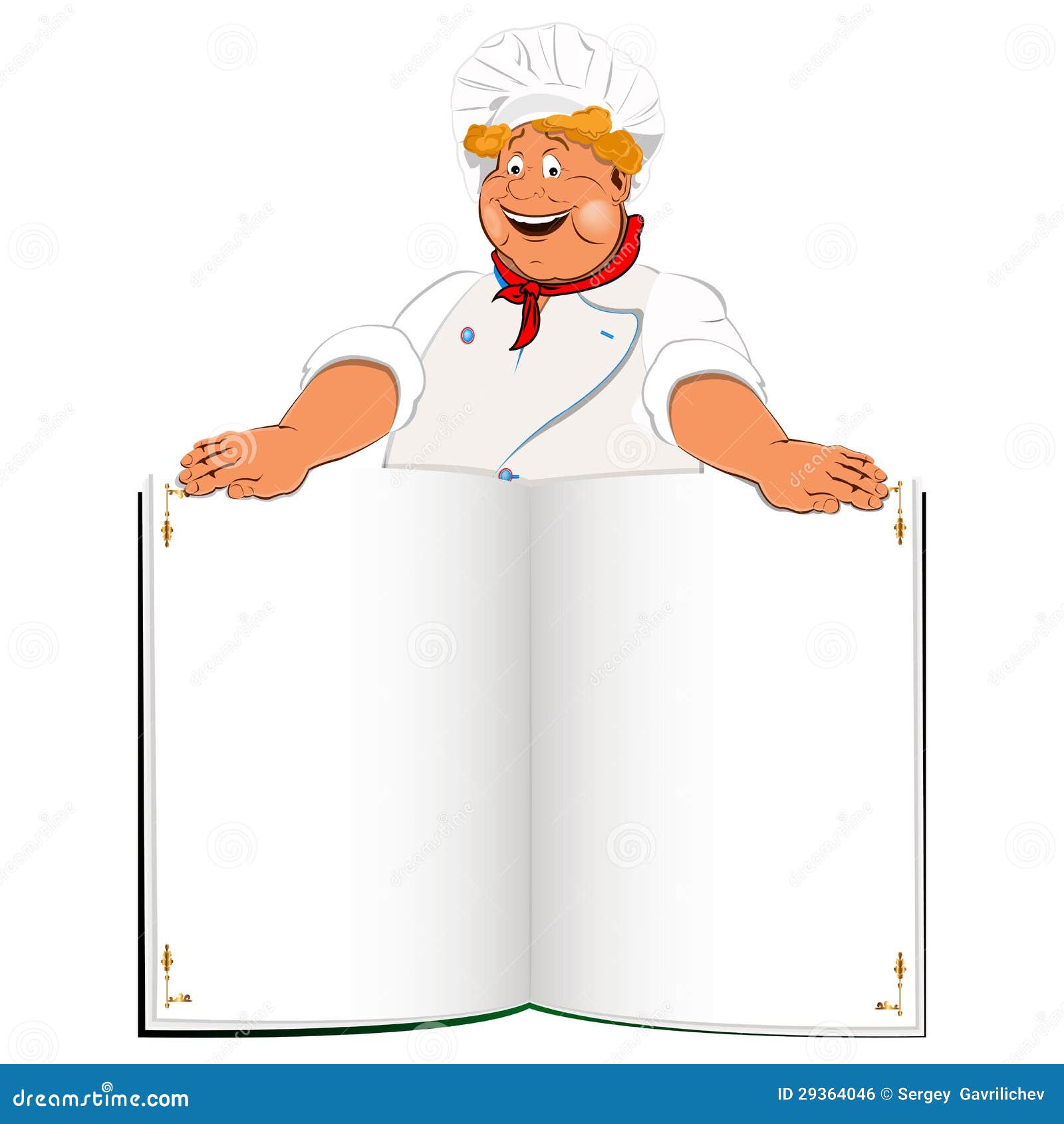 Funny Chef and book menu stock illustration. Illustration of baker ...