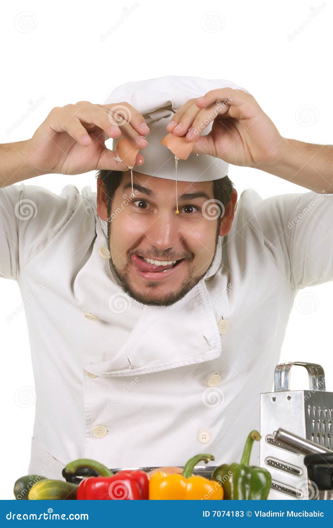 Funny Chef With Beard Cook. Beard Man And Moustache Wearing Bib Apron ...