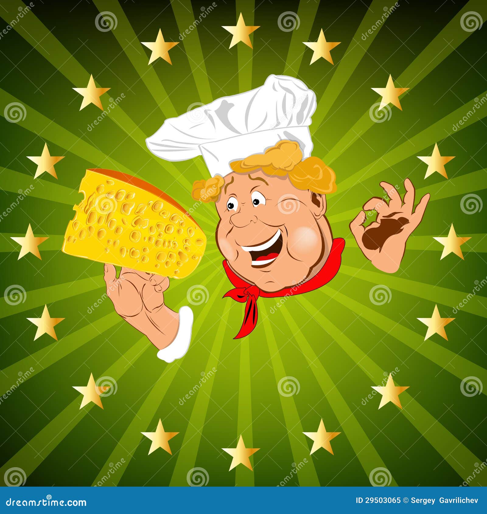 Funny Chef and Dairy Cheese Stock Illustration - Illustration of large ...