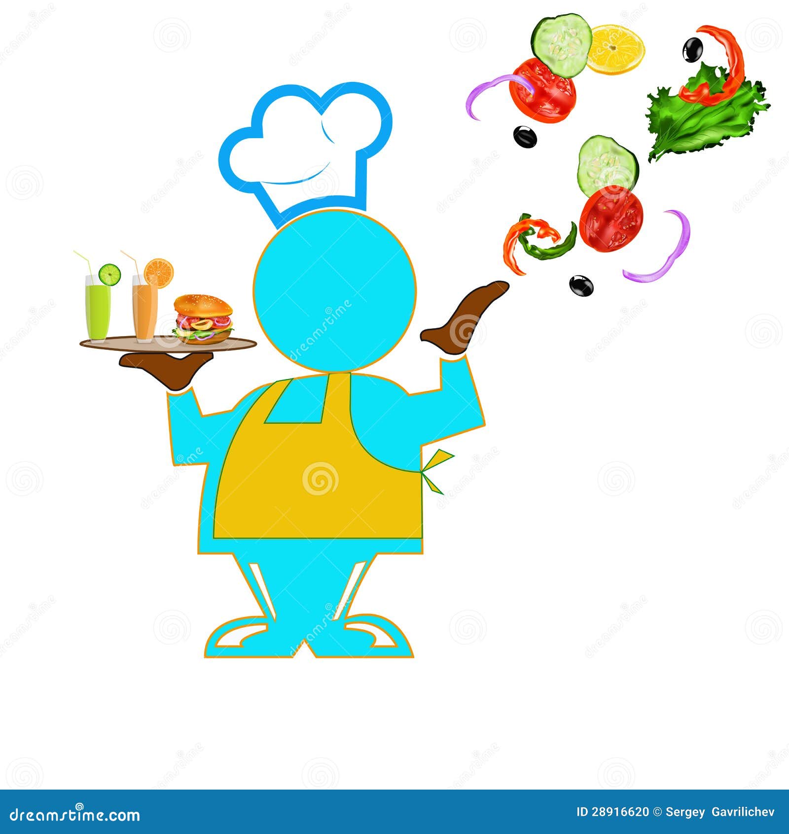 Funny Chef with fast food stock illustration. Illustration of leaf ...