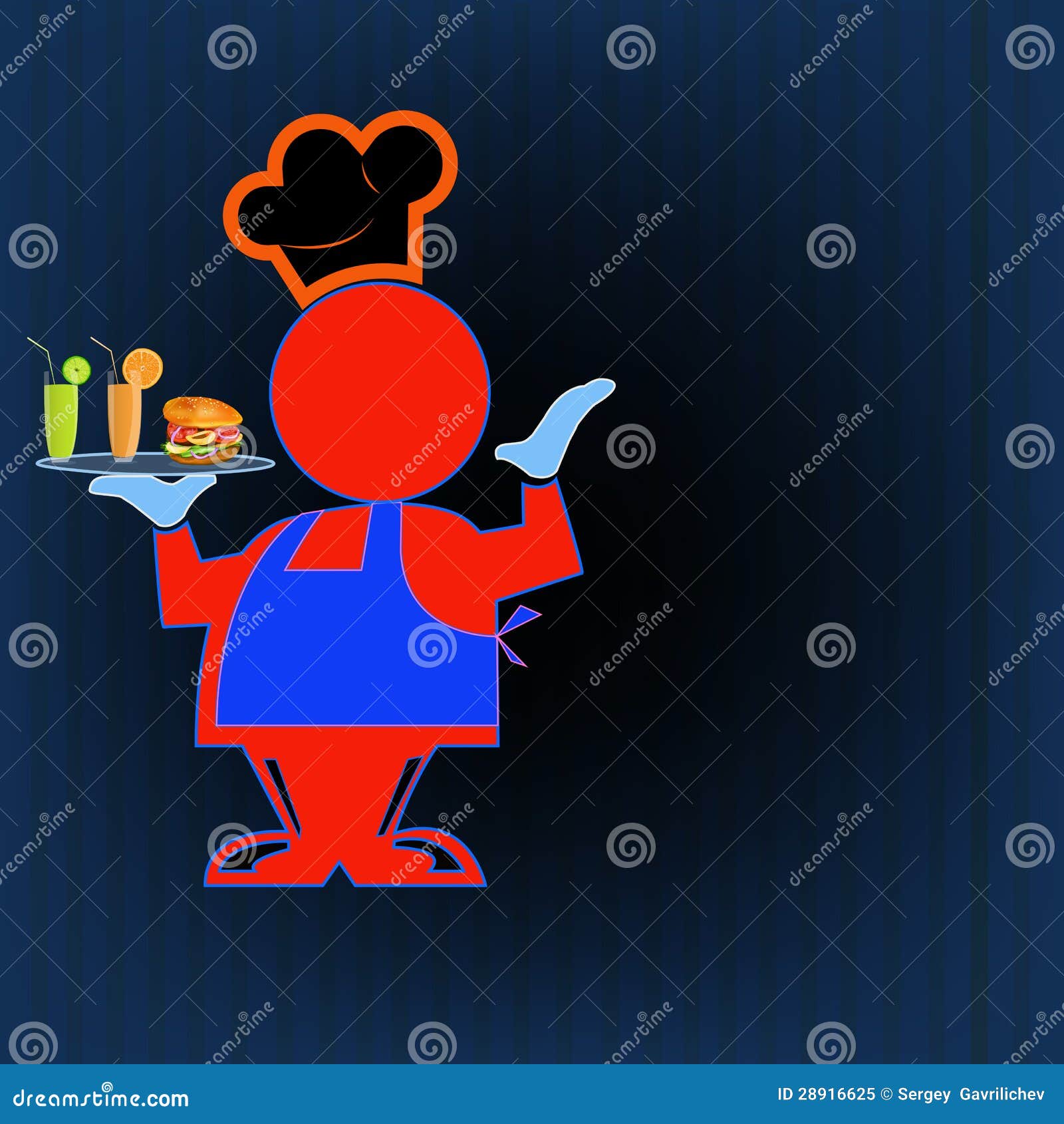 Funny Chef with fast food stock illustration. Illustration of hamburger ...