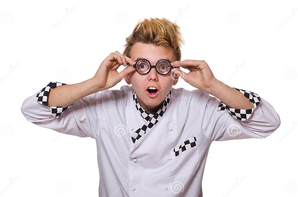 Funny Chef Isolated on White Stock Image - Image of blond, apprentice ...