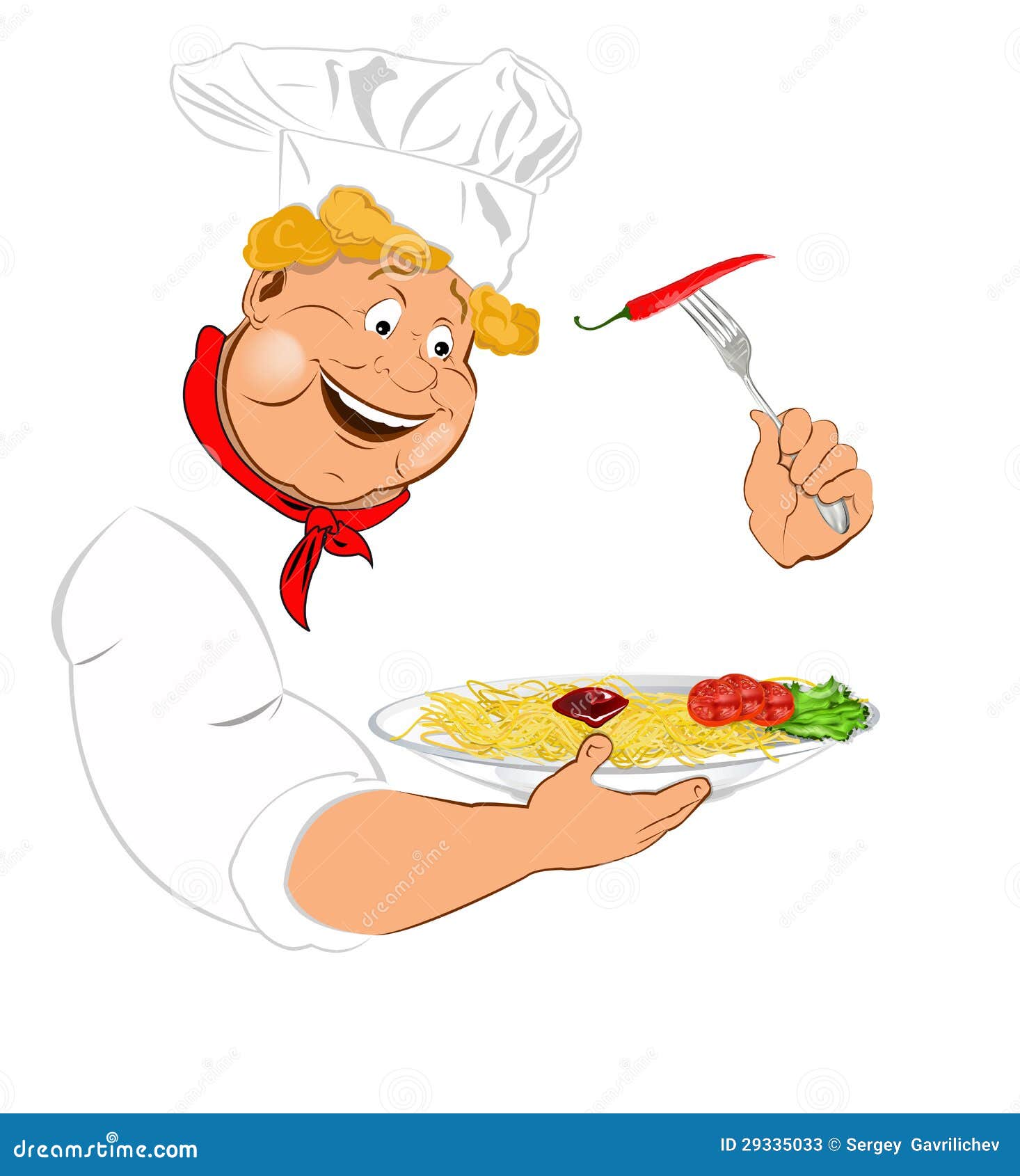 Funny Chef and Italian Spaghetti Stock Illustration - Illustration of ...