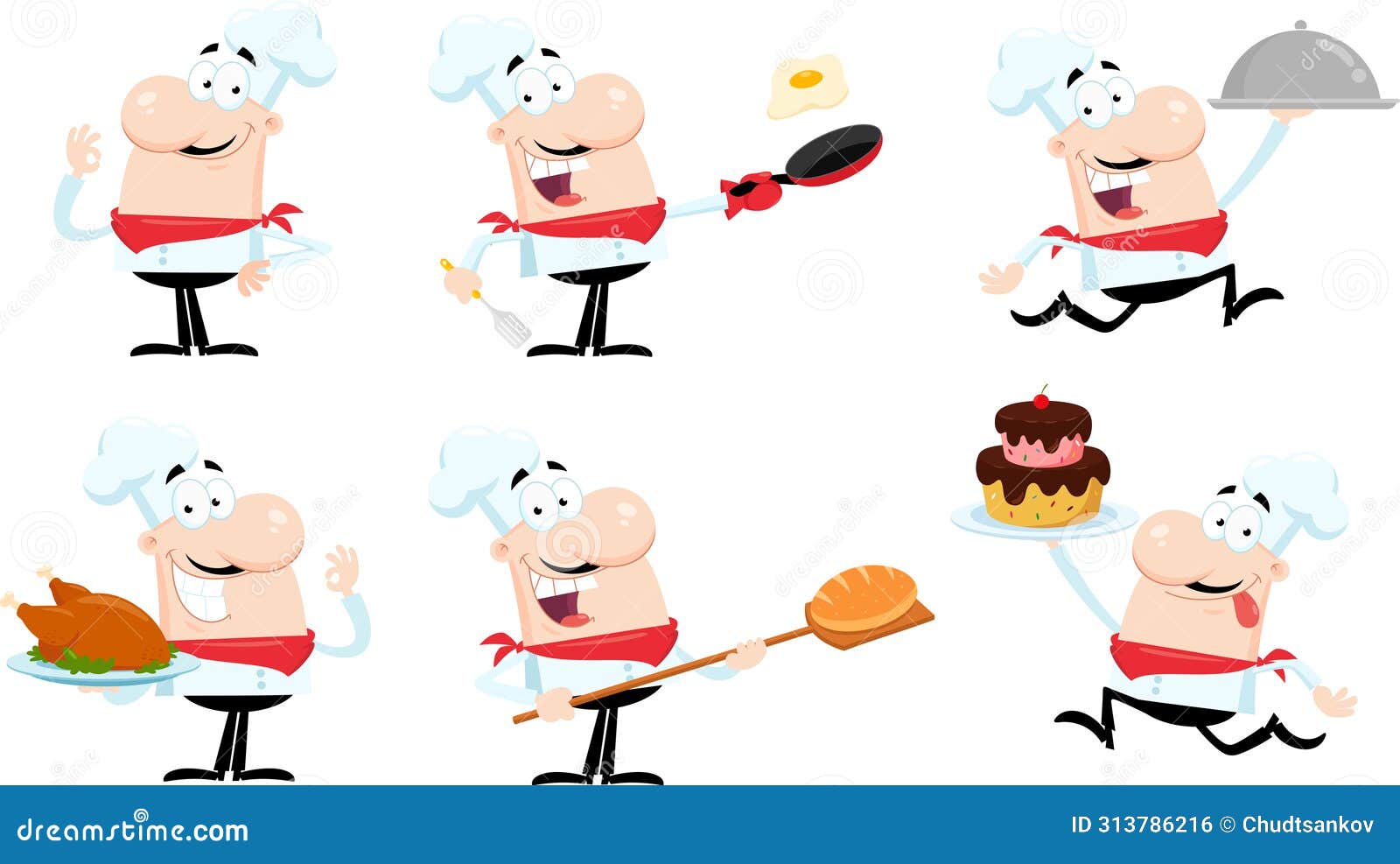 Funny Chef Man Cartoon Character. Vector Flat Design Collection Set ...