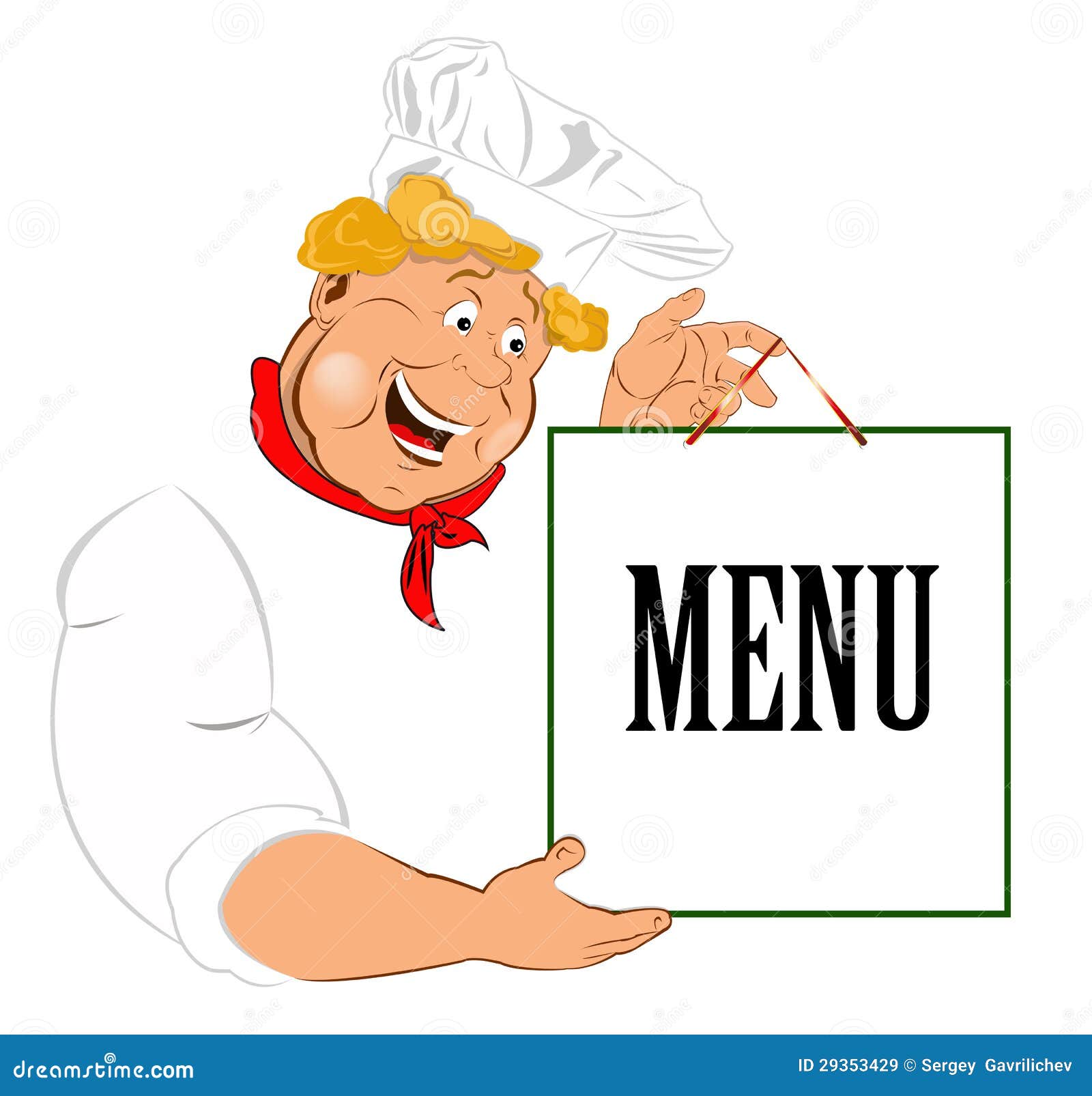 Funny Chef and paper menu stock illustration. Illustration of cookery ...