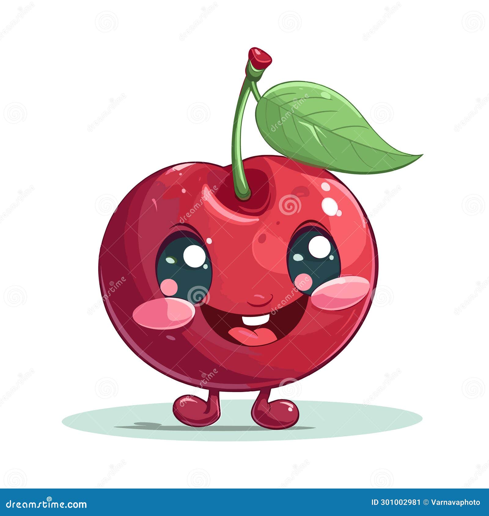 Funny Cherry in Kawaii Style. Vector Illustration Stock Vector ...