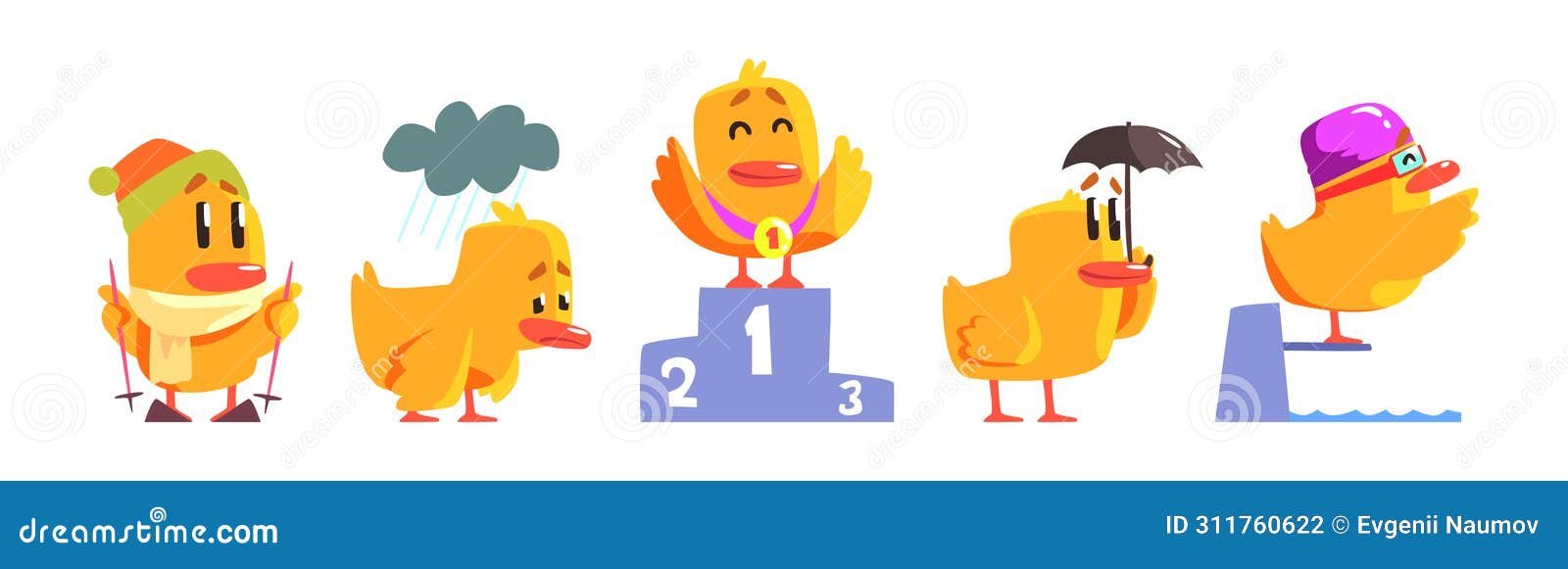 Funny Chick Character in Different Activity Vector Set Stock ...