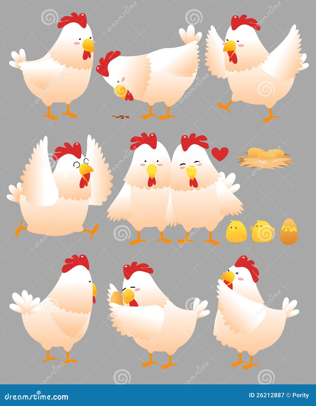 Funny Chicken Cartoon Collection 1 Stock Vector - Illustration of clip ...