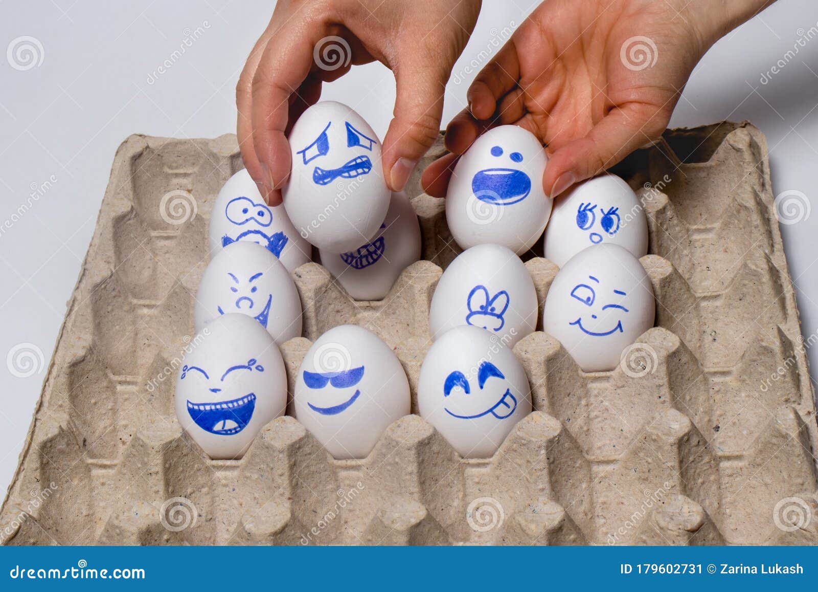 Smiley Eggs with Funny Faces. Funny Chicken Eggs. Stock Image - Image ...