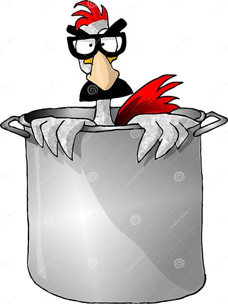 Funny Chicken in a Stockpot Stock Vector - Illustration of groucho ...