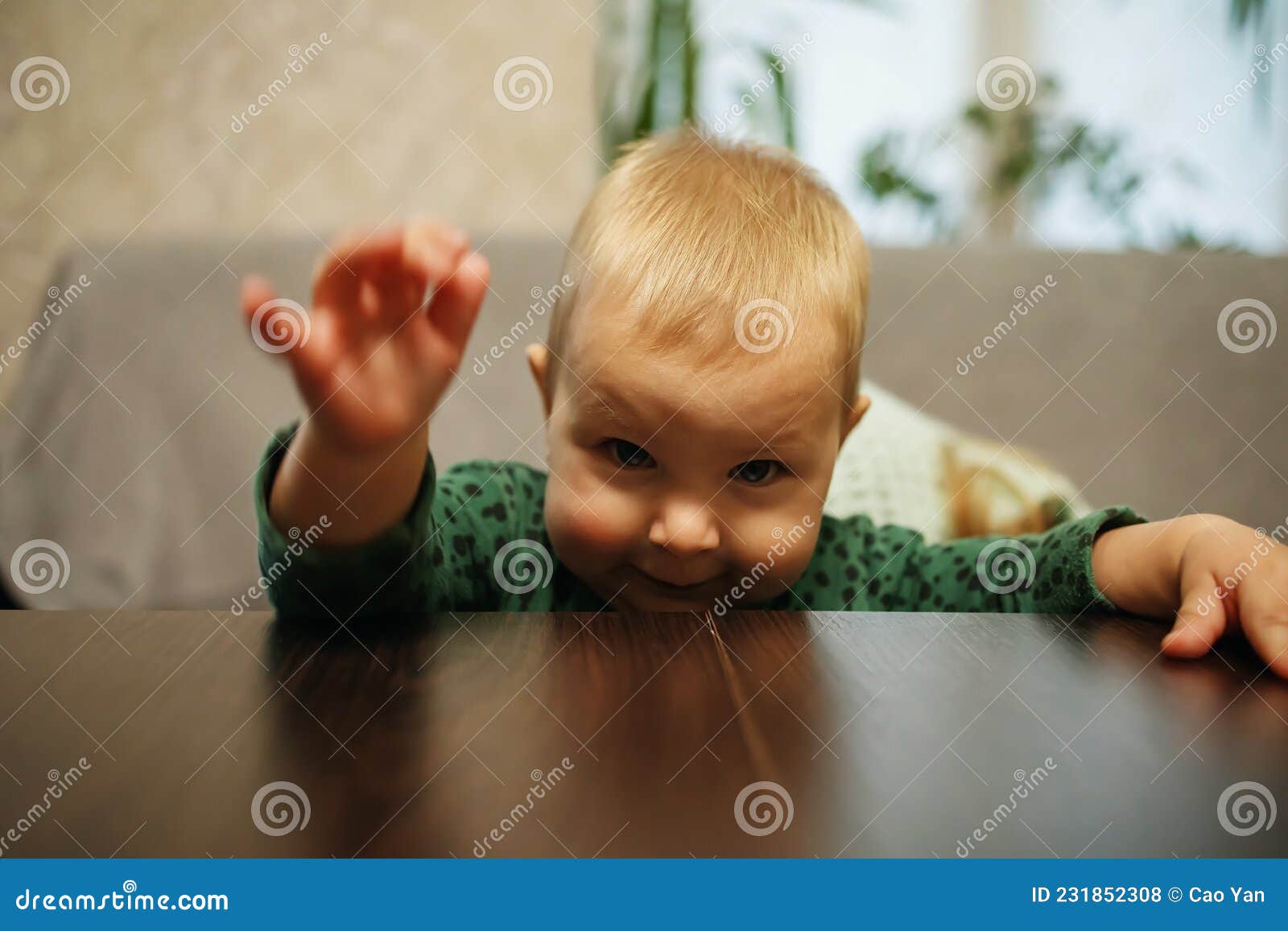 The Funny Child Sits at an Empty Table Stock Photo - Image of health ...