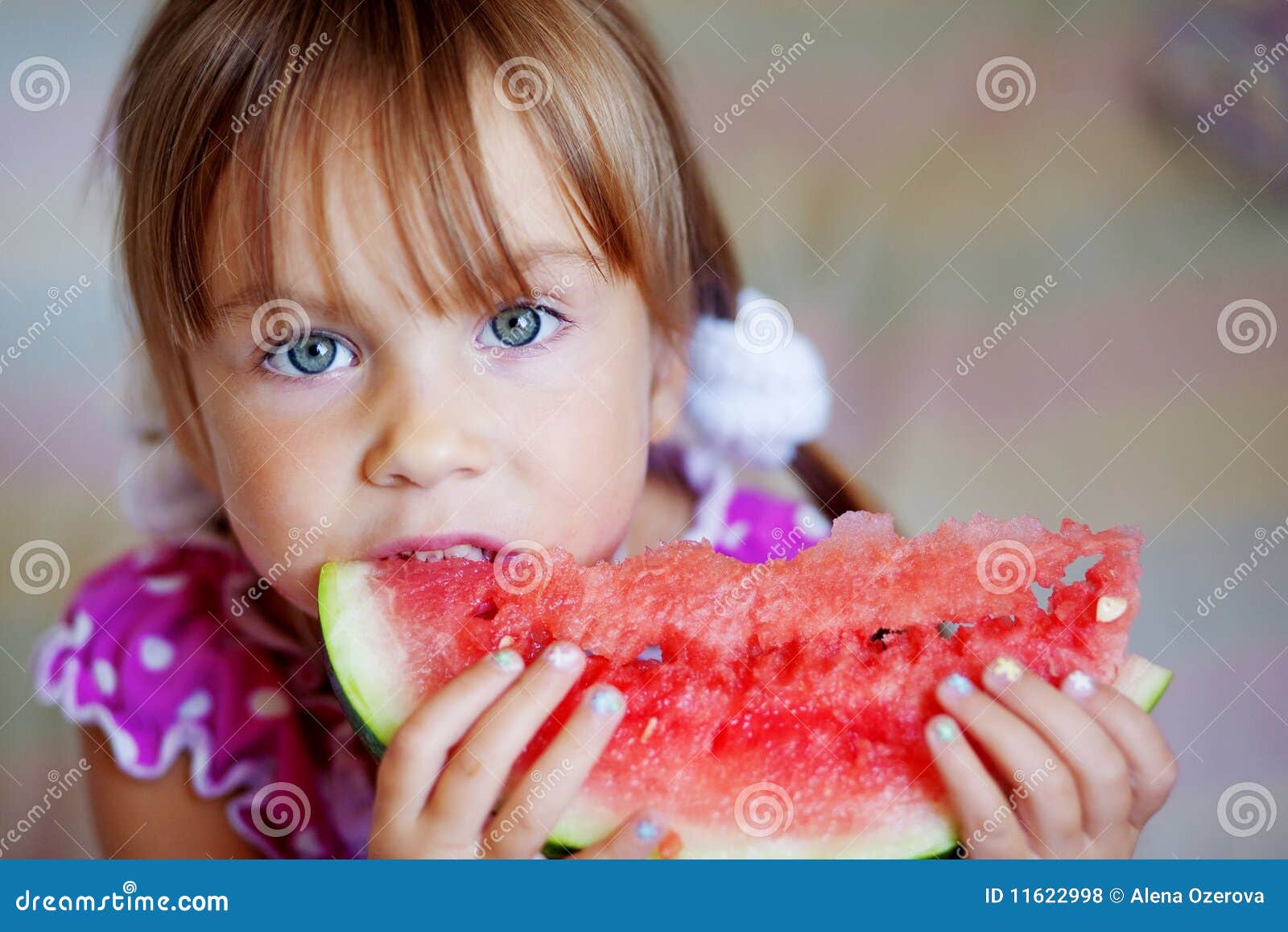 Child With Watermelon On Summer Beach Outdoor. Kid Having Fun In Summer ...