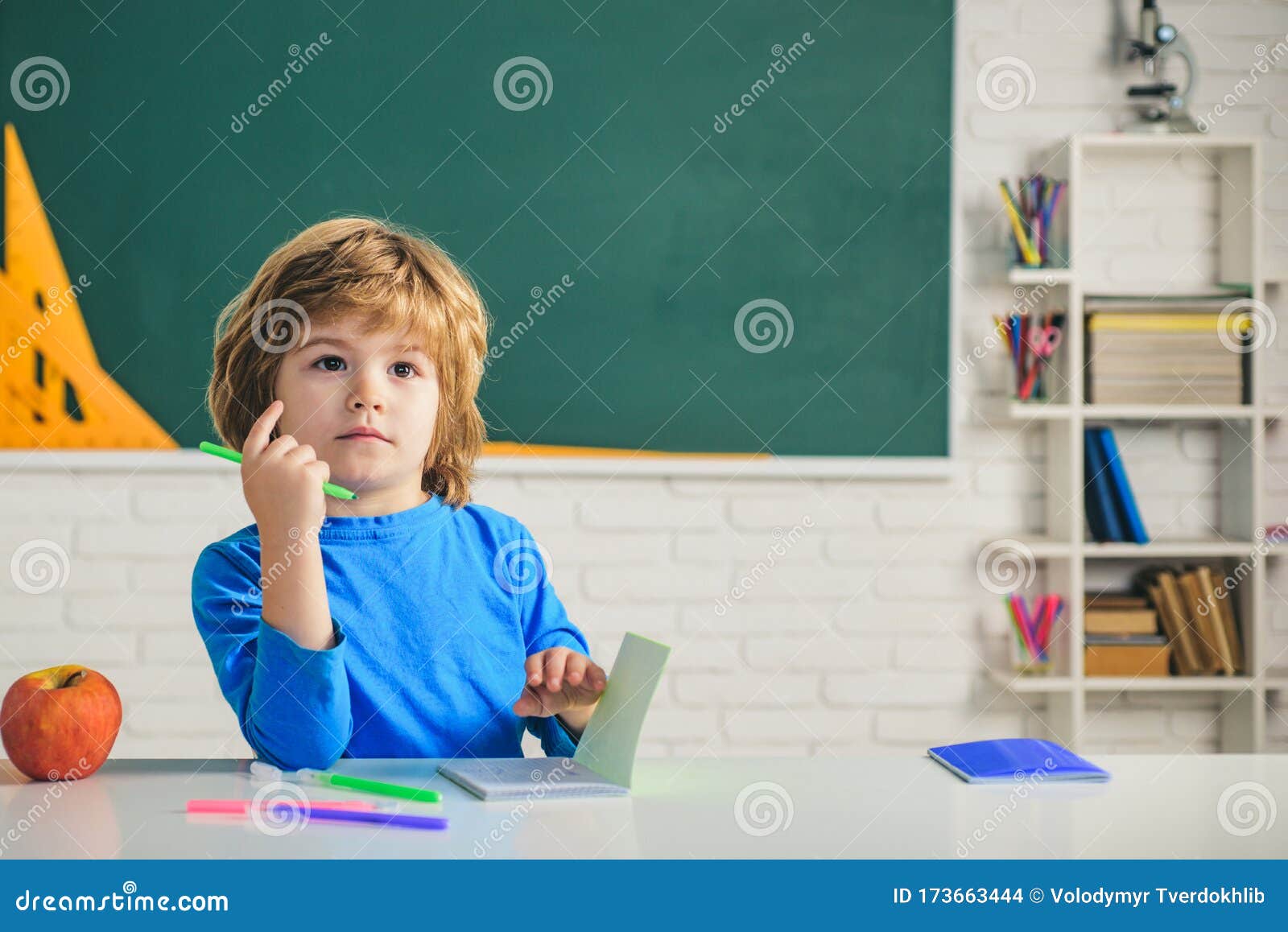 Funny Child from Elementary School. Little Child at School Lesson. Kids ...