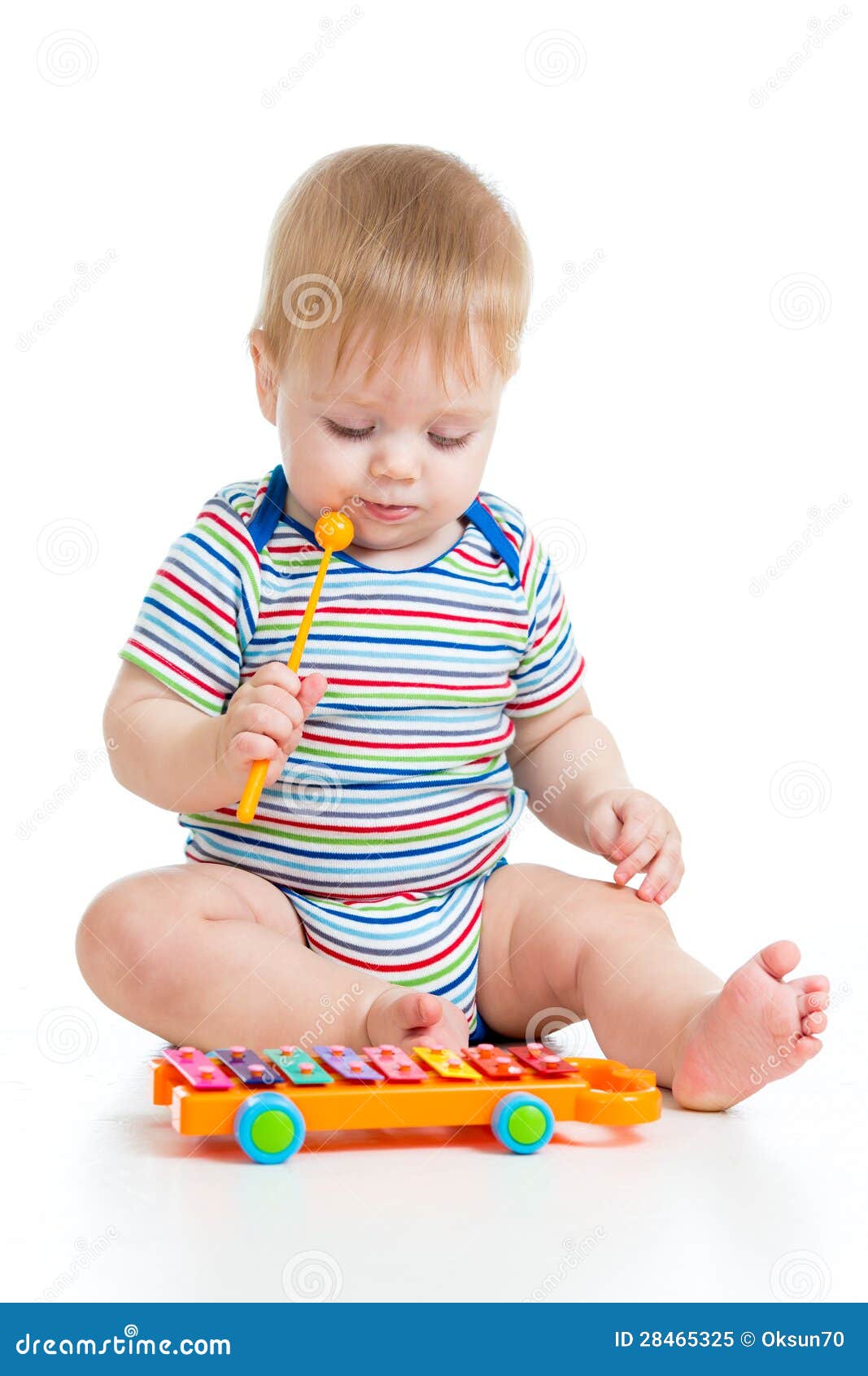 Funny Child Playing with Musical Toy Stock Image - Image of baby ...