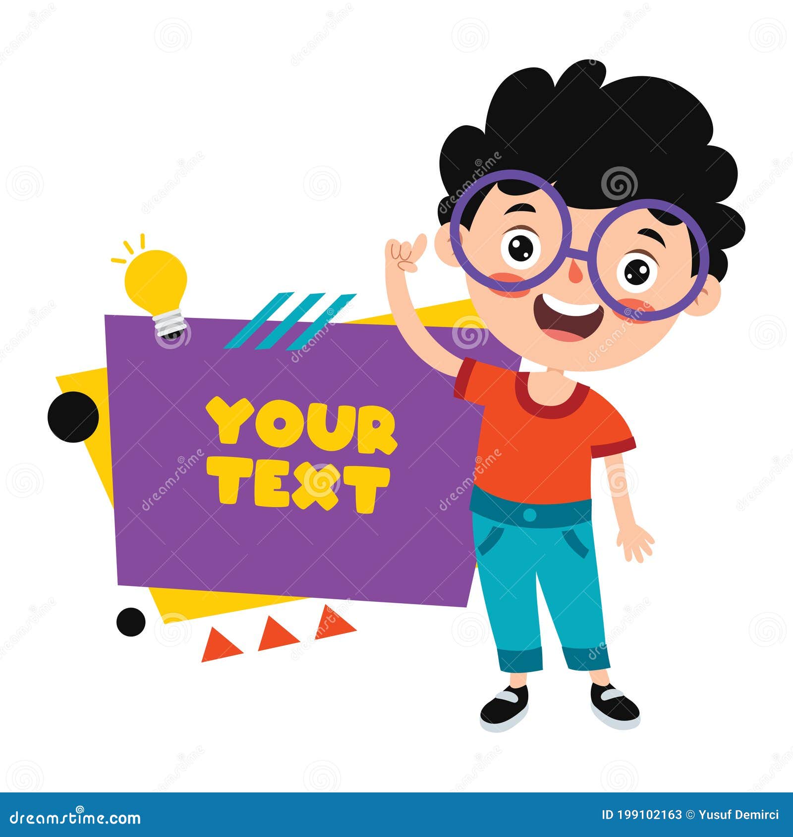 Funny Child Presenting and Pointing Stock Vector - Illustration of ...