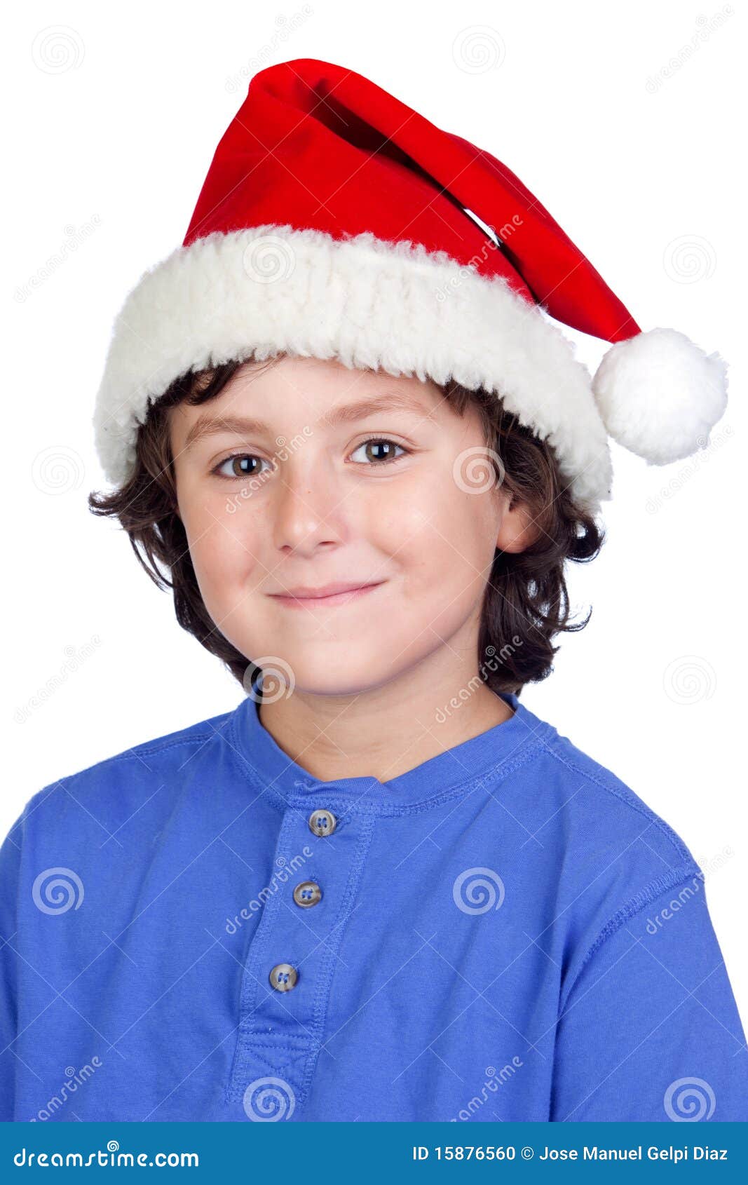 Funny child with Santa hat stock photo. Image of people - 15876560