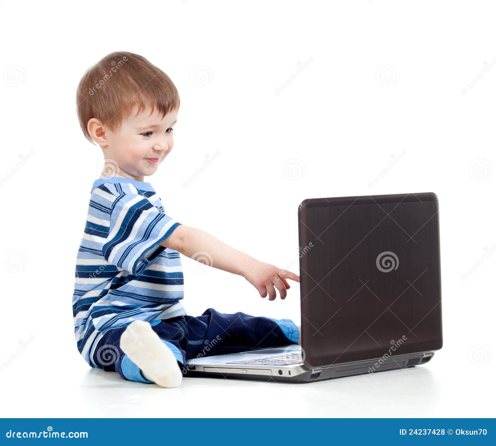 Funny Child Touching To Laptop Stock Photos - Free & Royalty-Free Stock ...