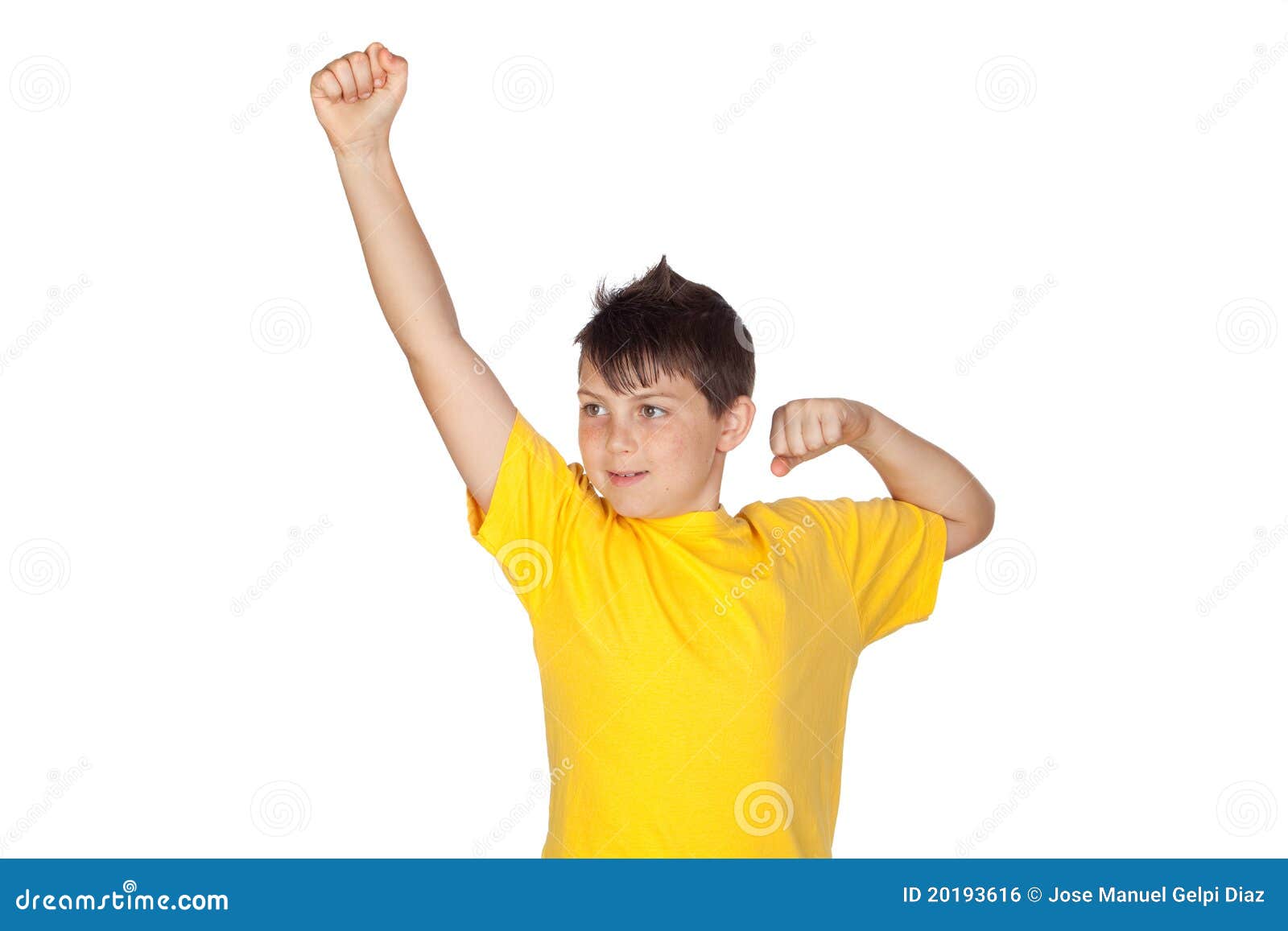 Funny Child with Yellow T-shirt Stock Photo - Image of childhood ...